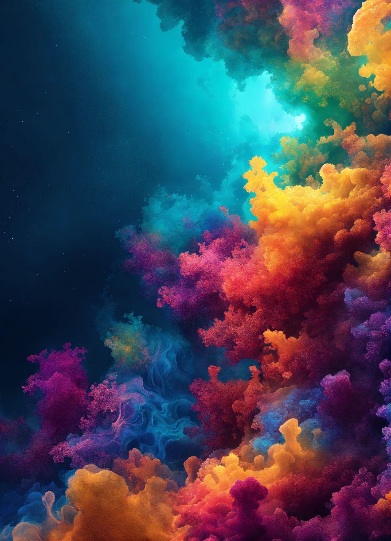 Lexica - Fractals, underwater ink creation, colorful ink waves, light ...