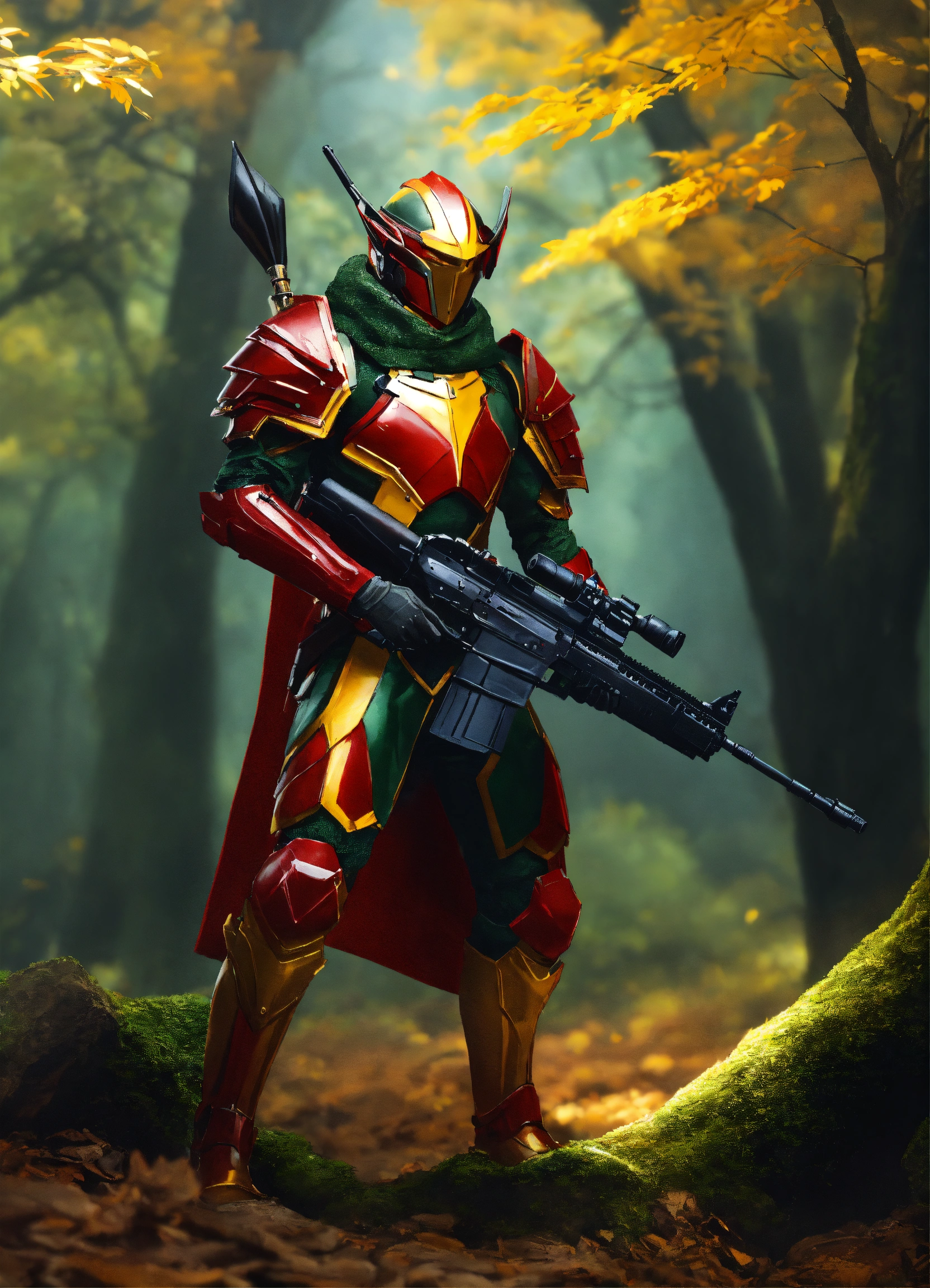 Lexica - High elf sci fi soldier wearing sleek sci fi armor, dark green ...