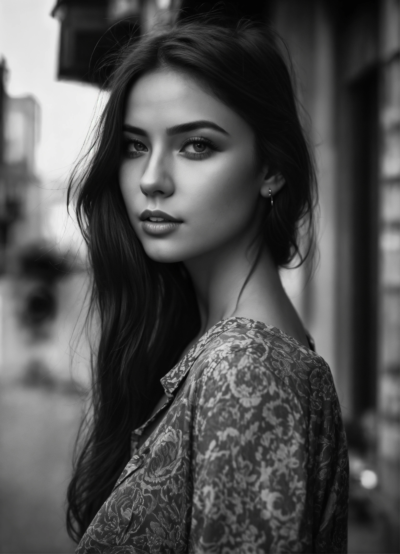 Lexica - Portrait draw beautiful girl dark hair, gray eyes, open shirt ...