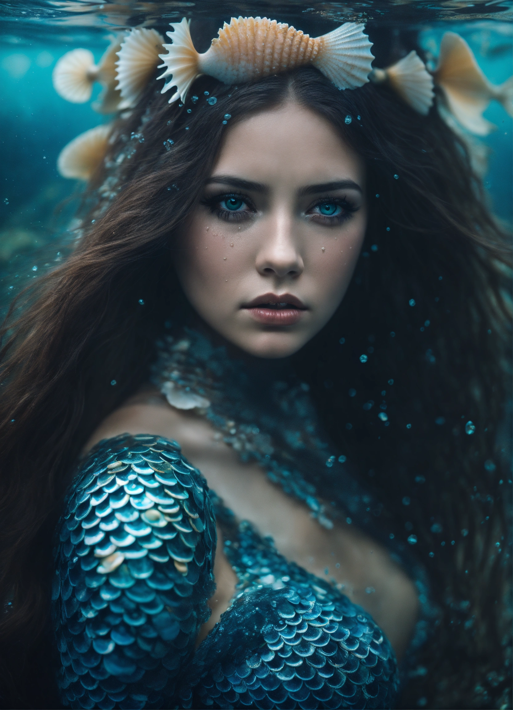 Lexica - Minimalist photography, beautiful gothic mermaid with long ...