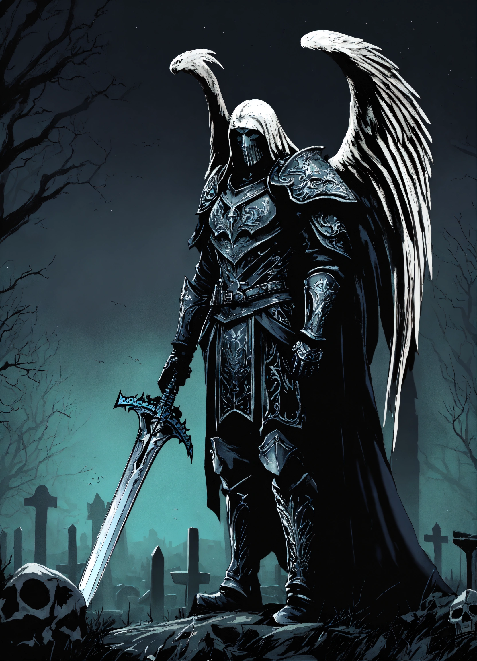 Lexica - Angel Slayer, cartoonish style illustration digital art, dark ...