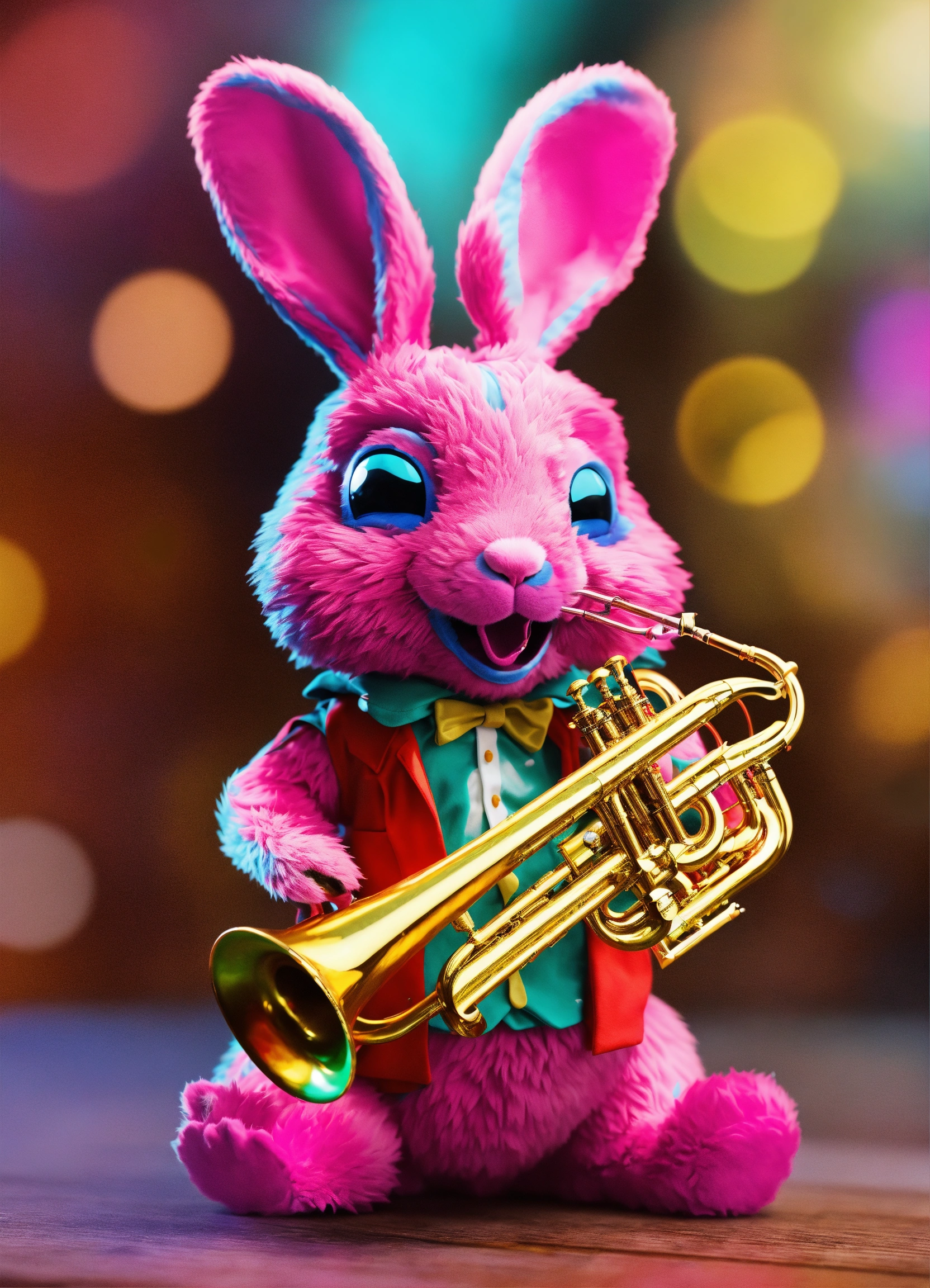 Lexica - An insane 3d toy furry musical bunny playing trumpet saxophone ...