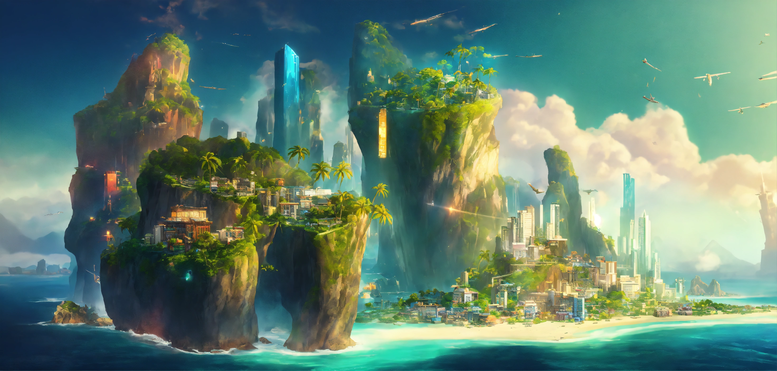 Lexica - Many small tropical islands growing on top of massive rocks ...