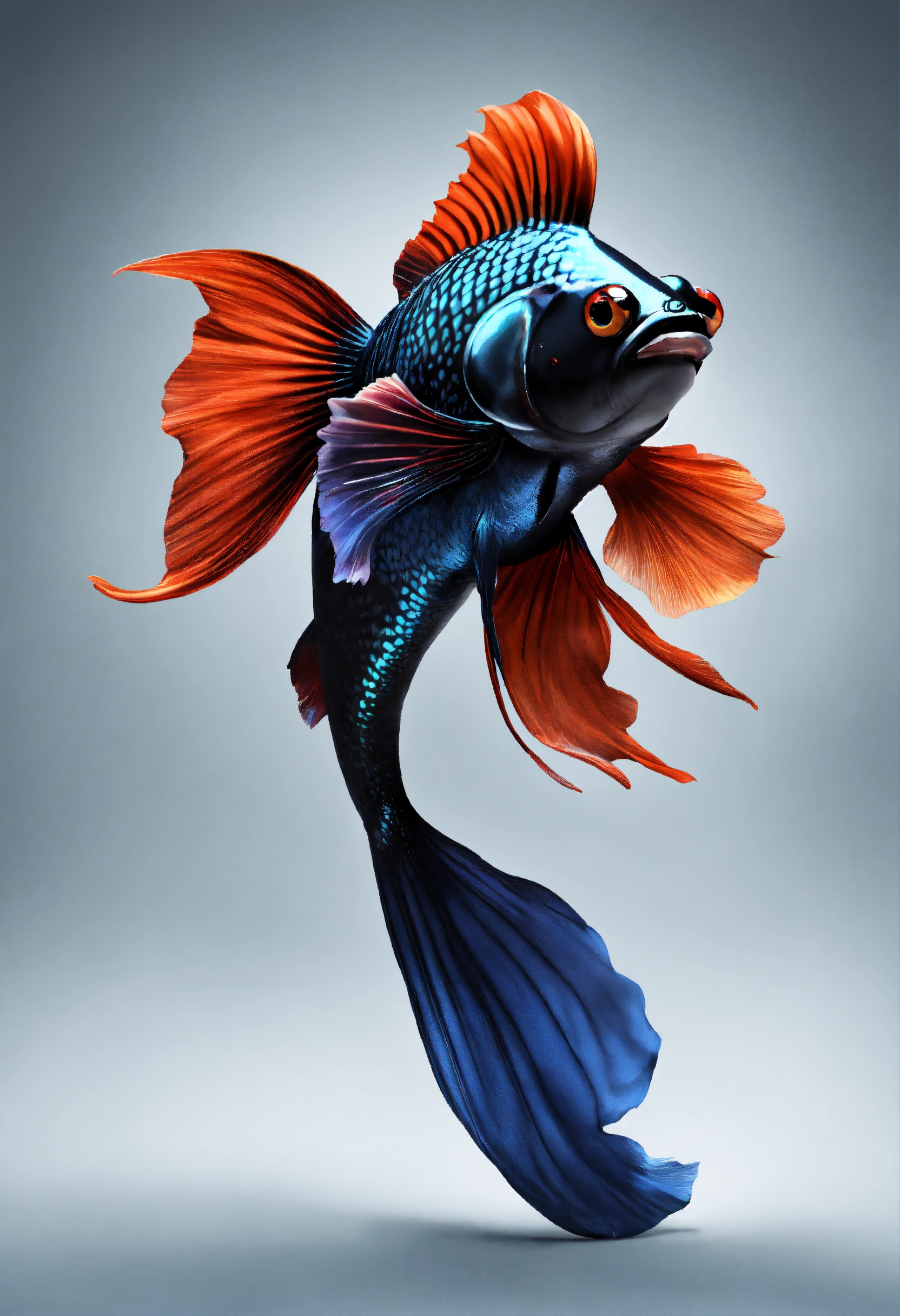 Lexica - A cute black baby beta fish, big and cute eyes, animated ...