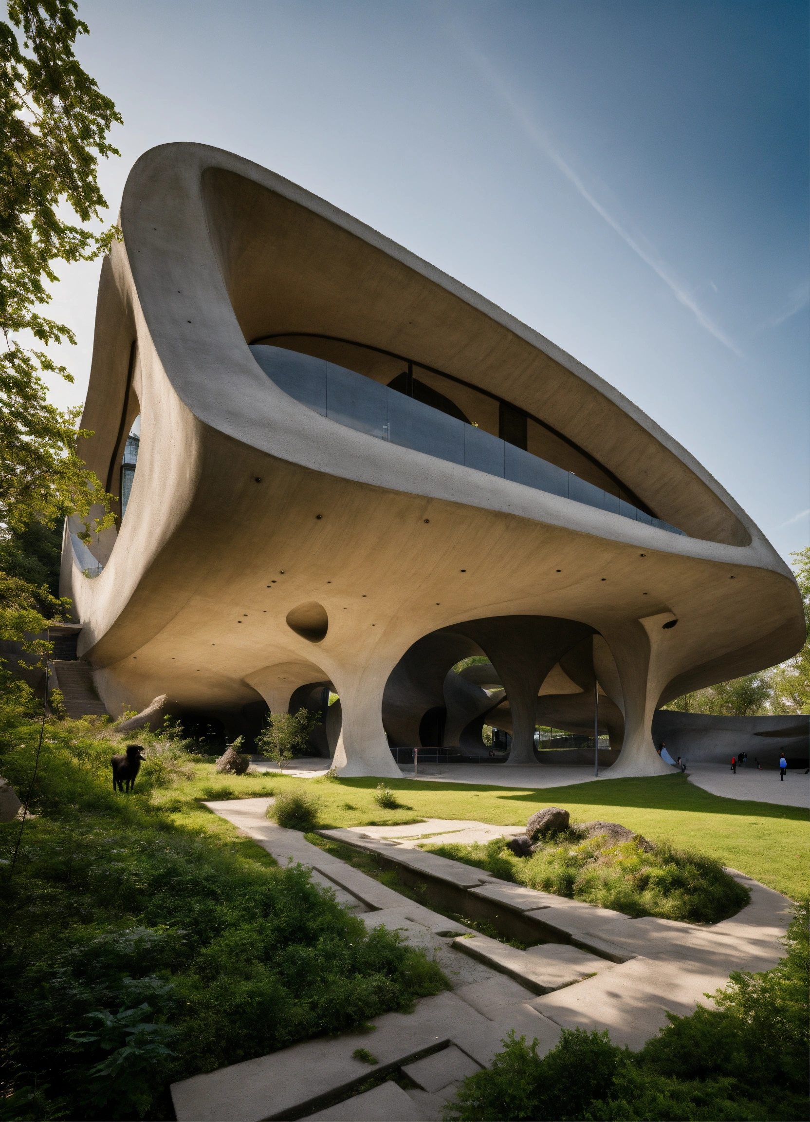 Lexica - Zaha Hadid surrealist concrete zoo in the city.