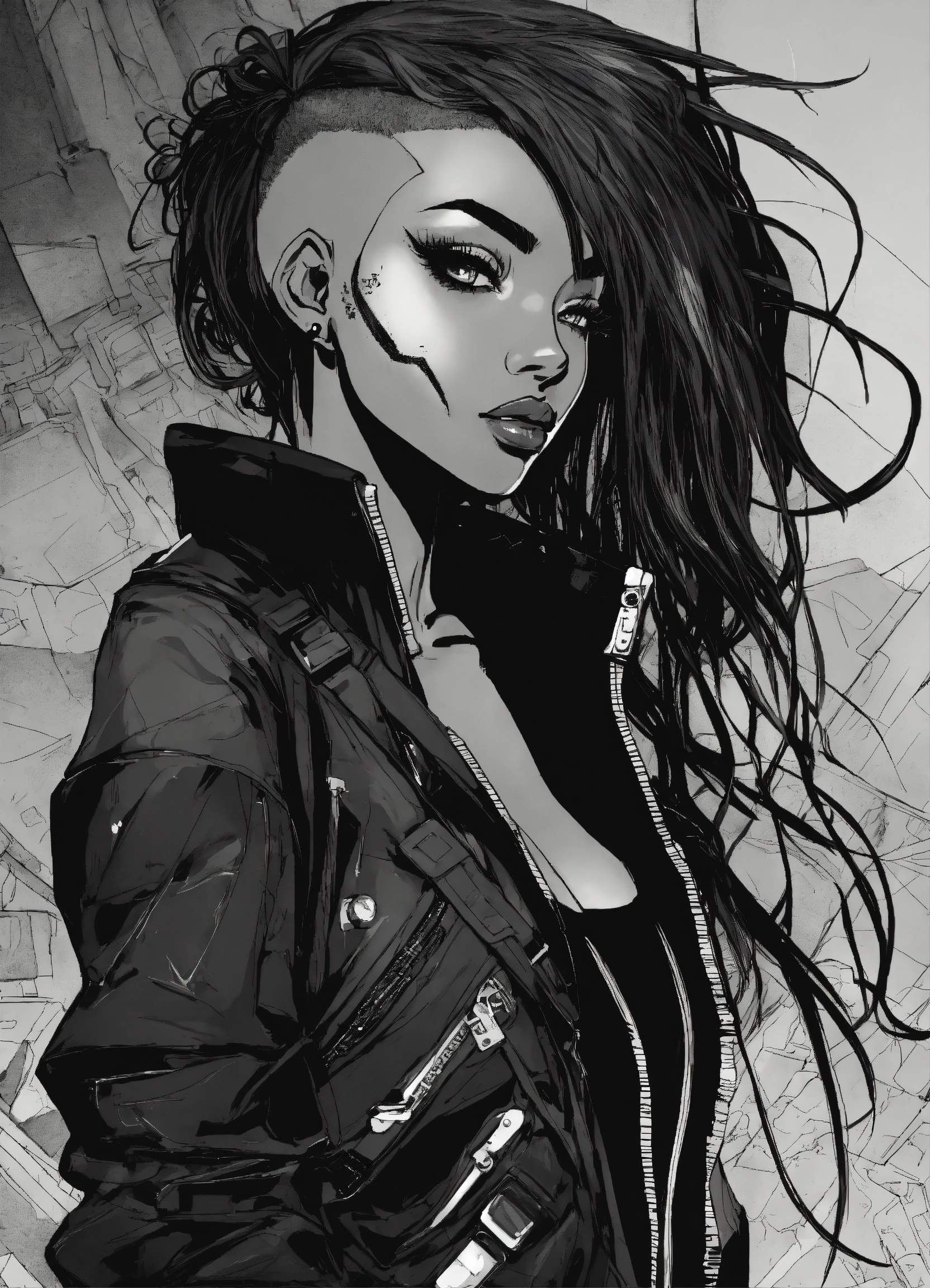 Lexica - Cartoon. line art. manga style. anime. comic. futuristic goth ...