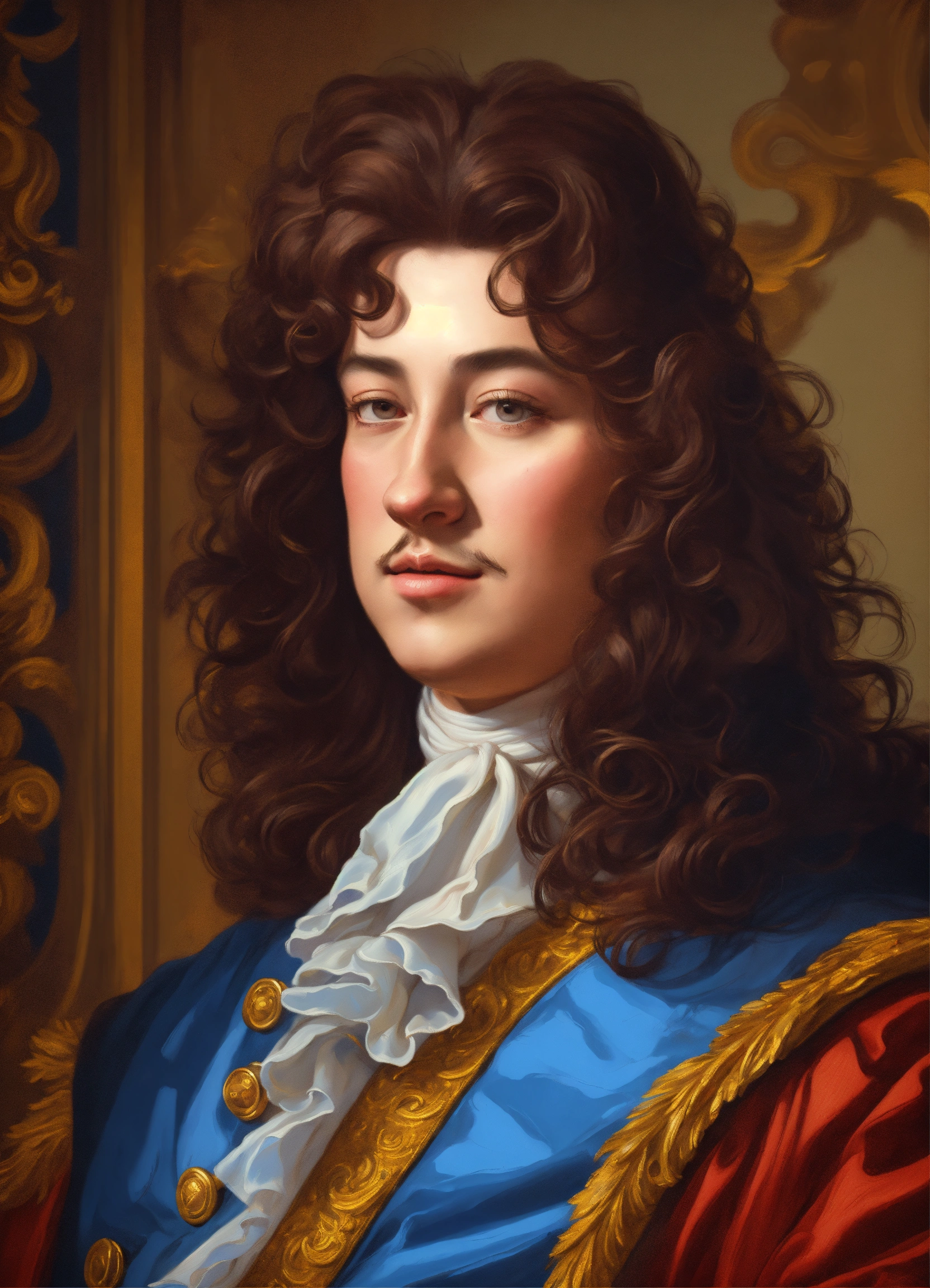 Lexica - Louis XIV, realistic cartoon oil paint, 2D illustration style ...