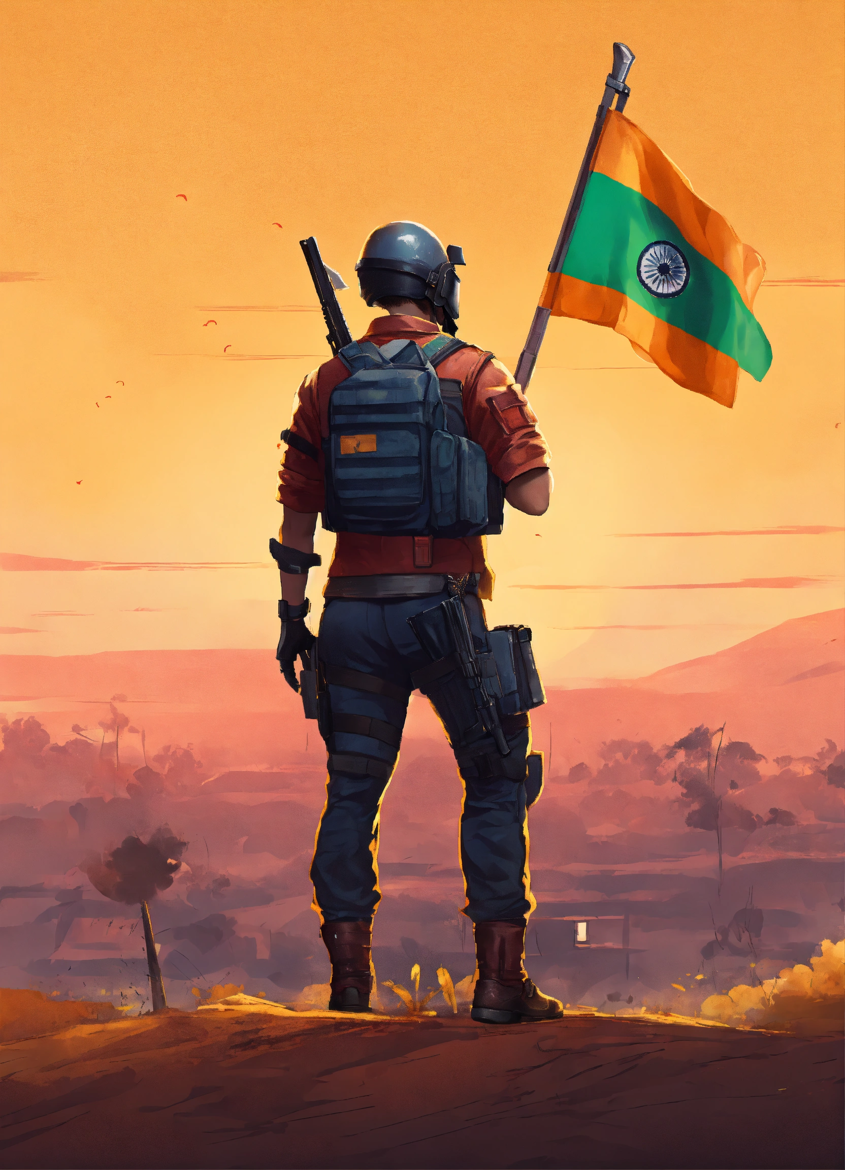 Lexica - Pubg character vector holding indian flag