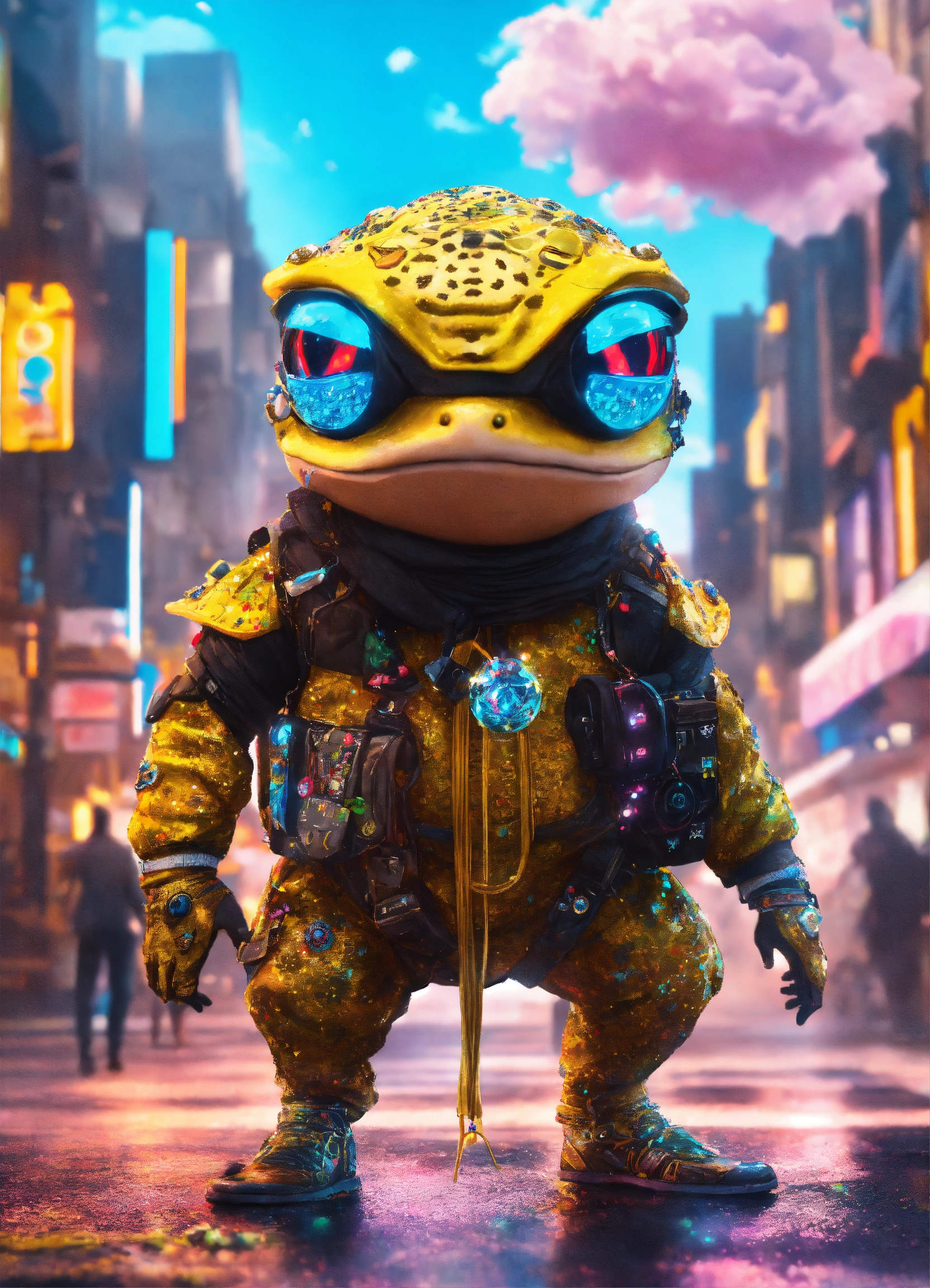 Lexica - A diamond metal toad as a ninja in a milk slice of life anime ...