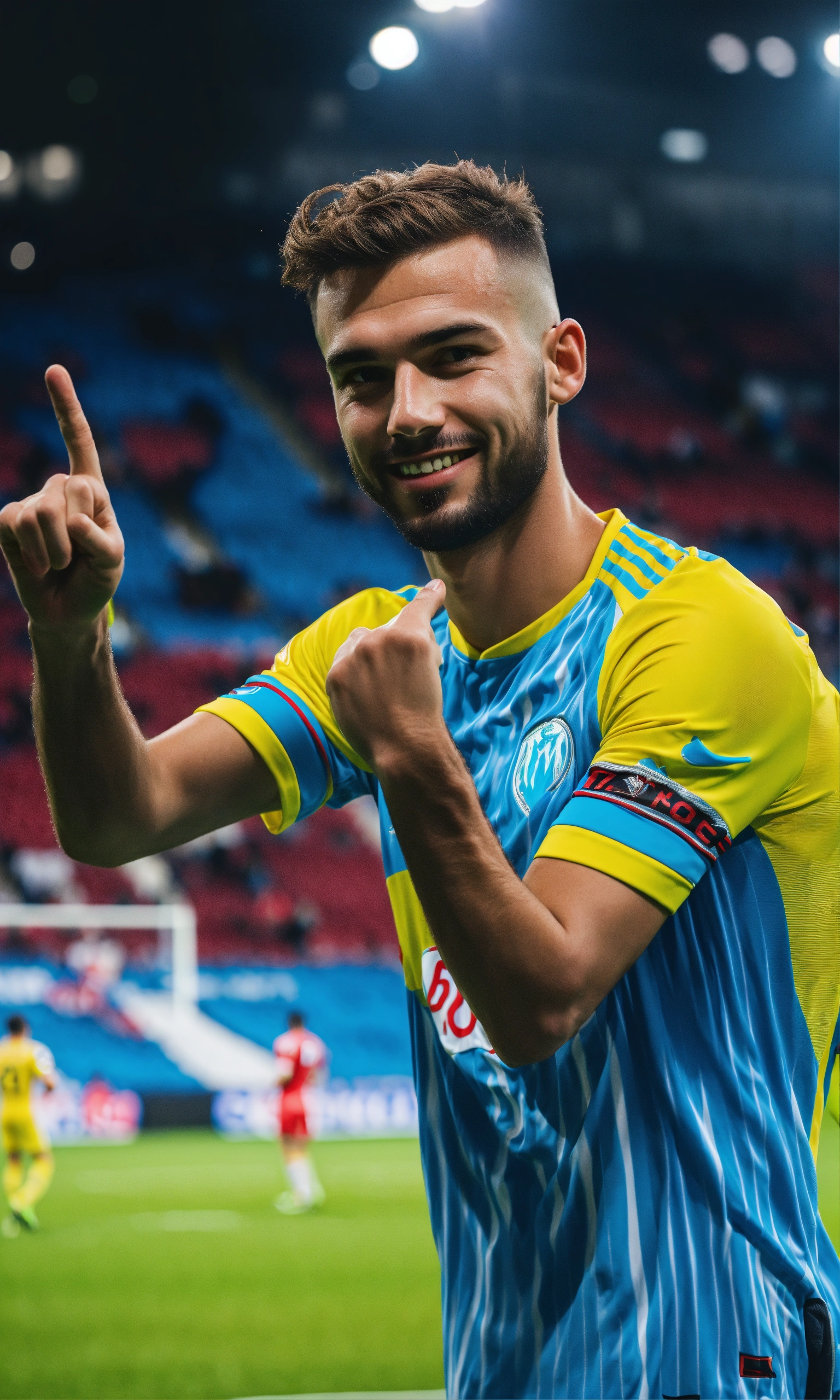 Lexica - Jul iwith marseille color, making his hand sign, cartoonish ...