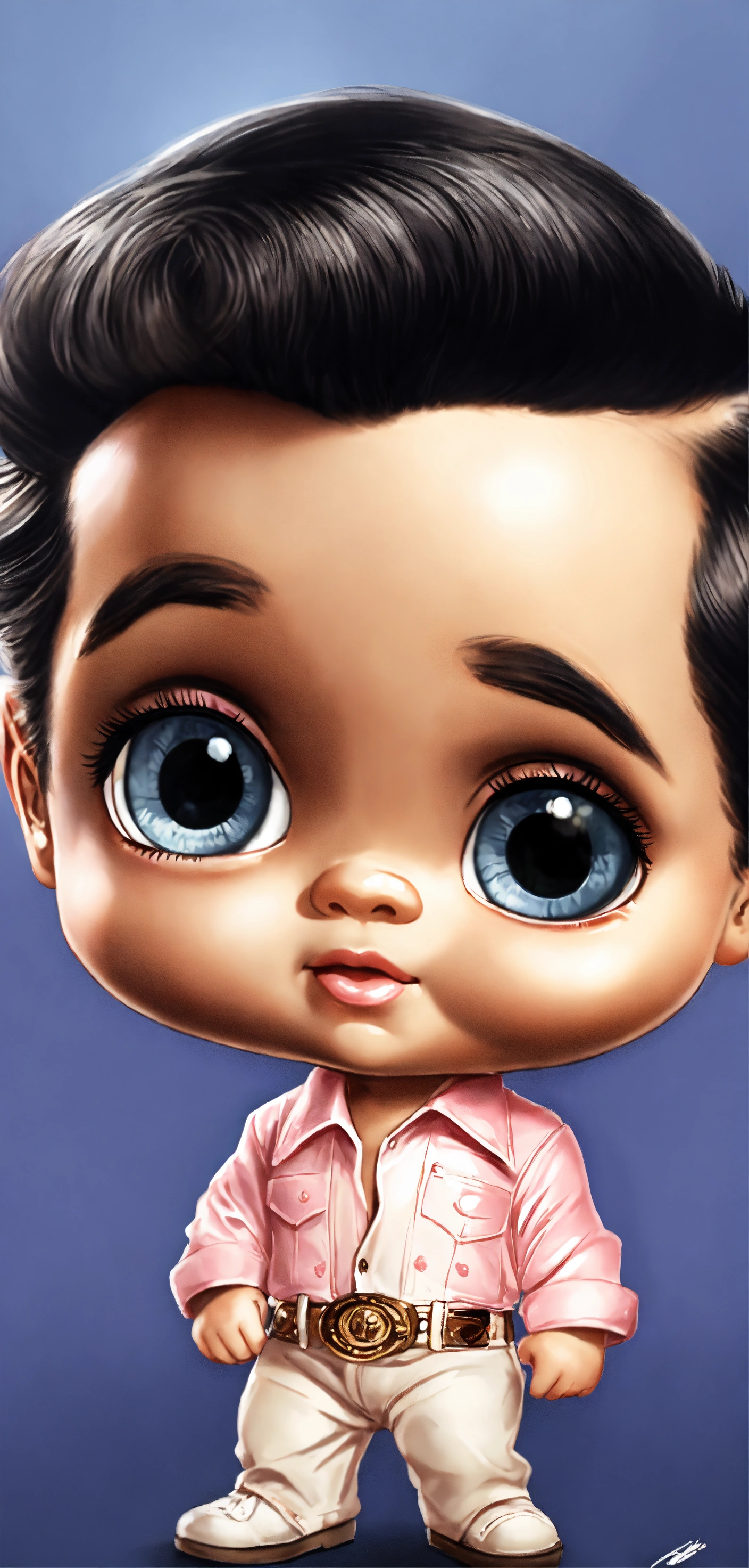 Lexica - Elvis Presley as a cute baby cartoon, big eyes Ultra realist