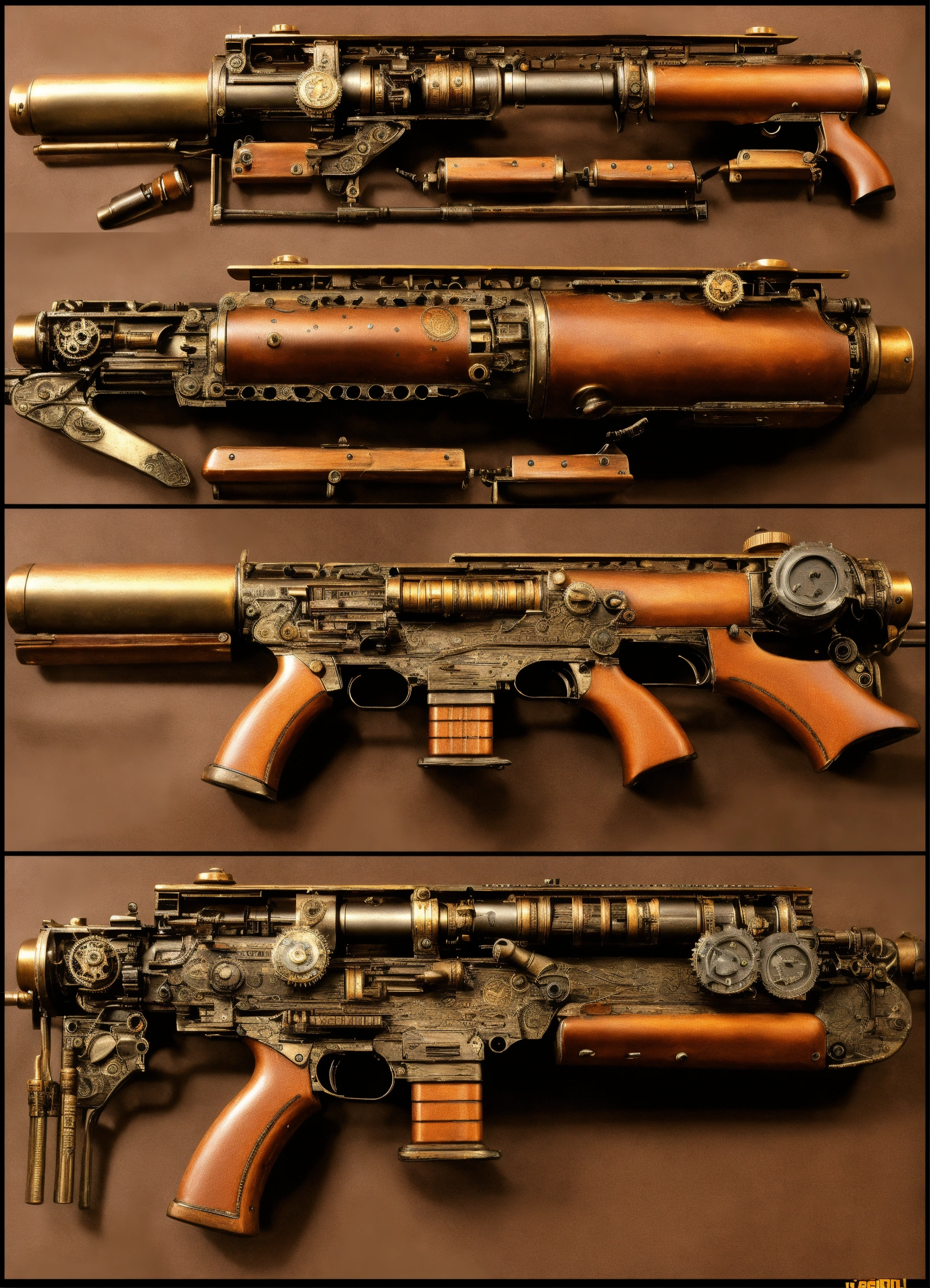 Lexica - Ultra detailed realistic steampunk submachine gun