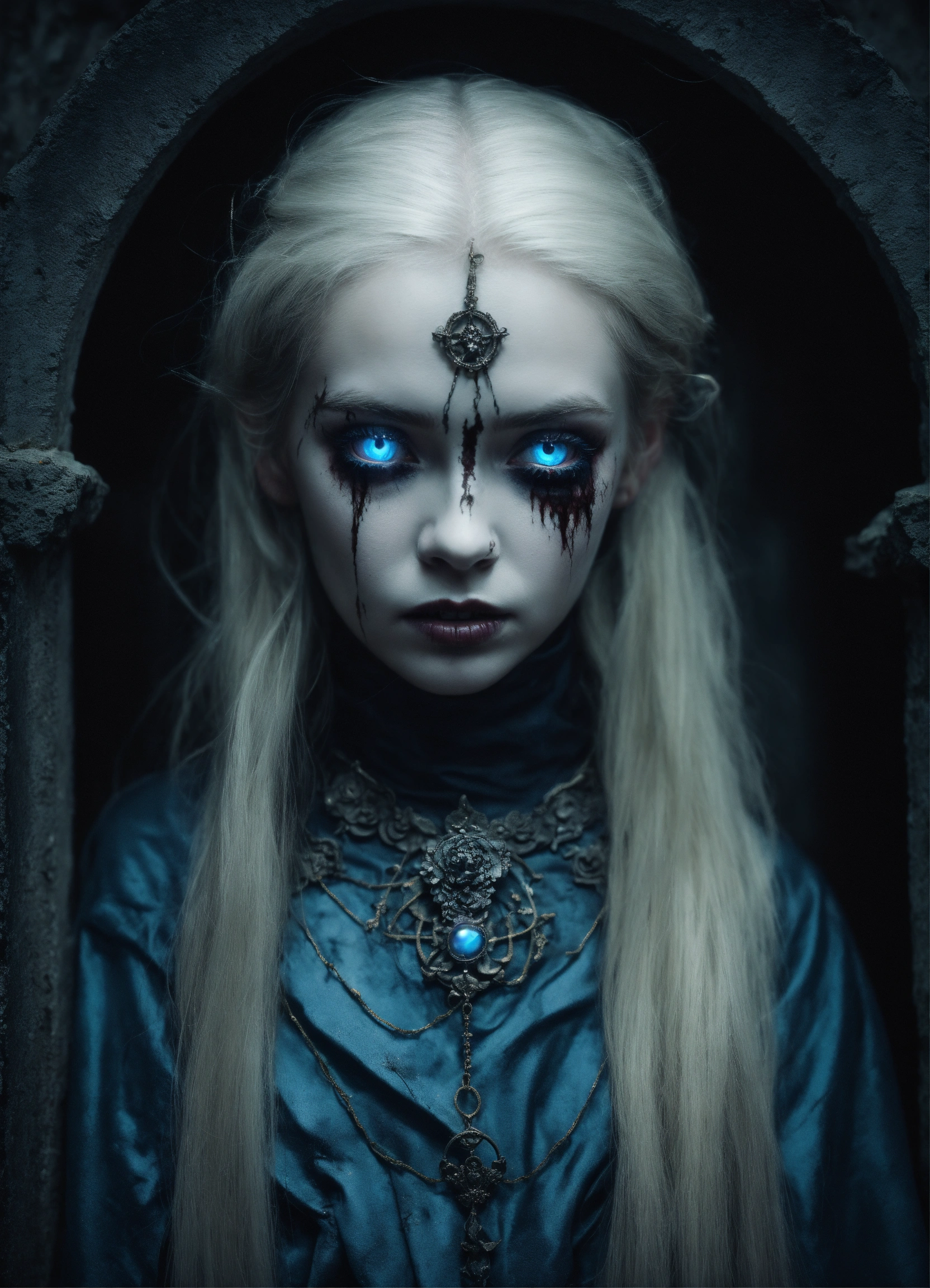 Lexica - Body portrait, ten year old childish female goth necromancer ...