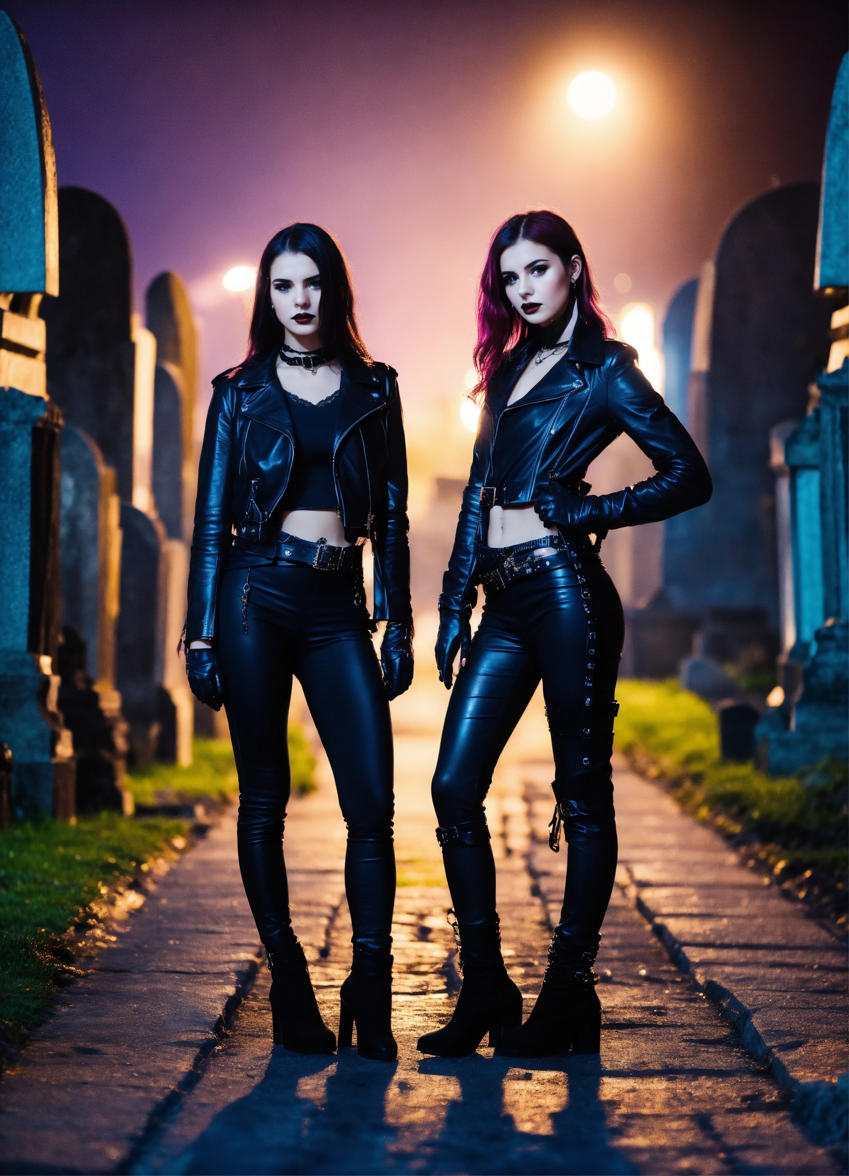Lexica - Three stunning young gothic girls posing in the graveyard ...