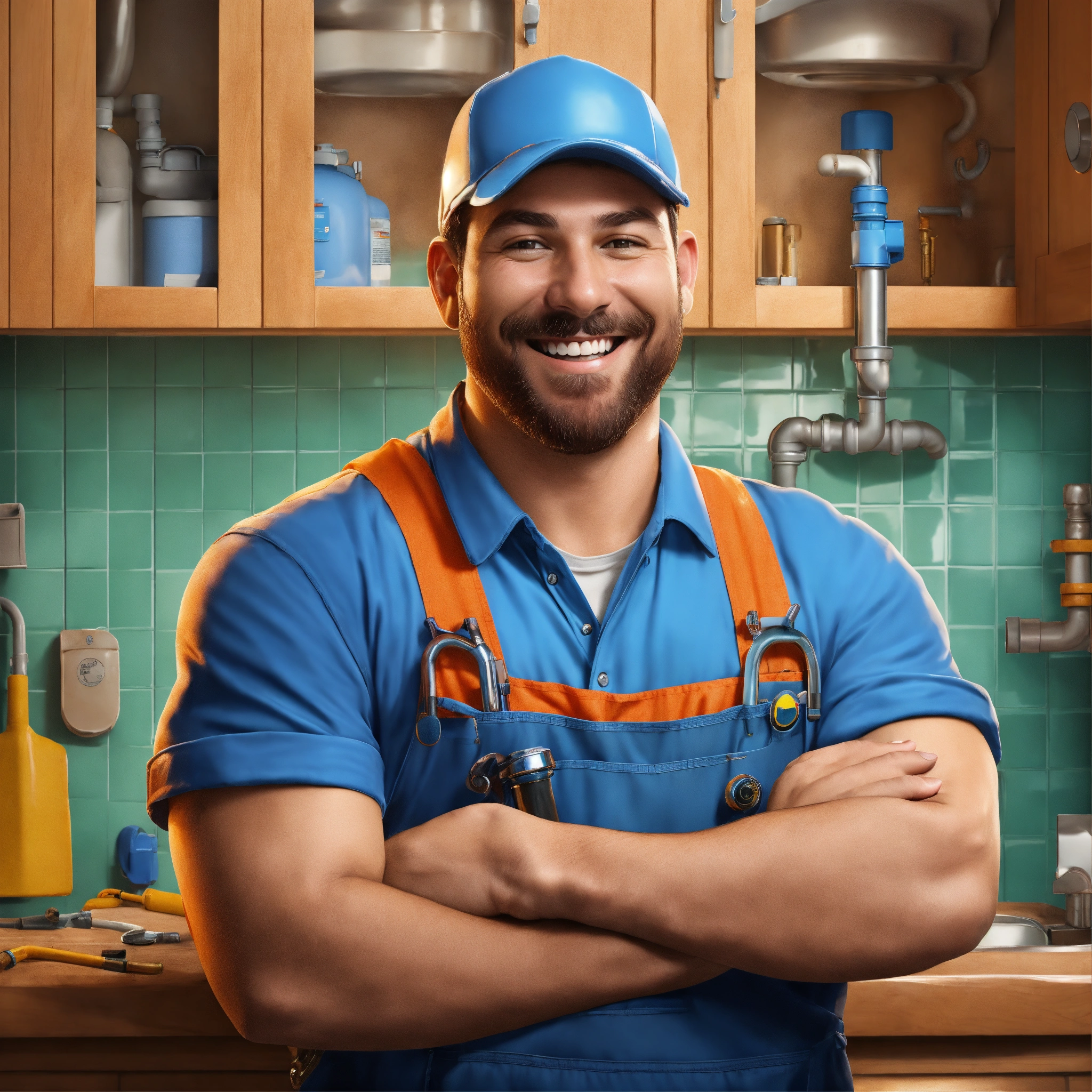 Lexica - Plumber working realistic, 8k great finish, happy, smile ...