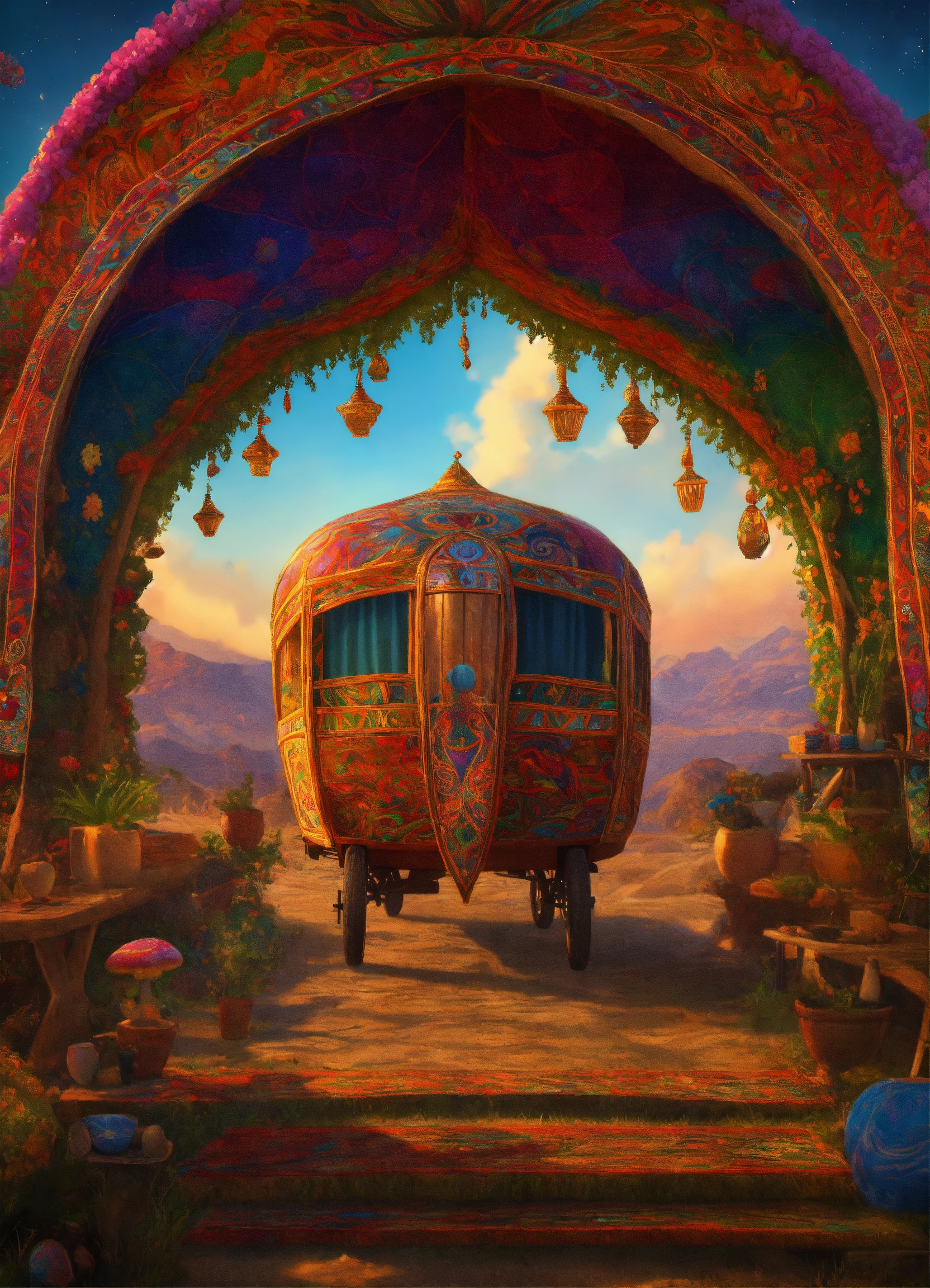 Lexica - An ancient meditative gipsy caravan in the style of alex grey ...
