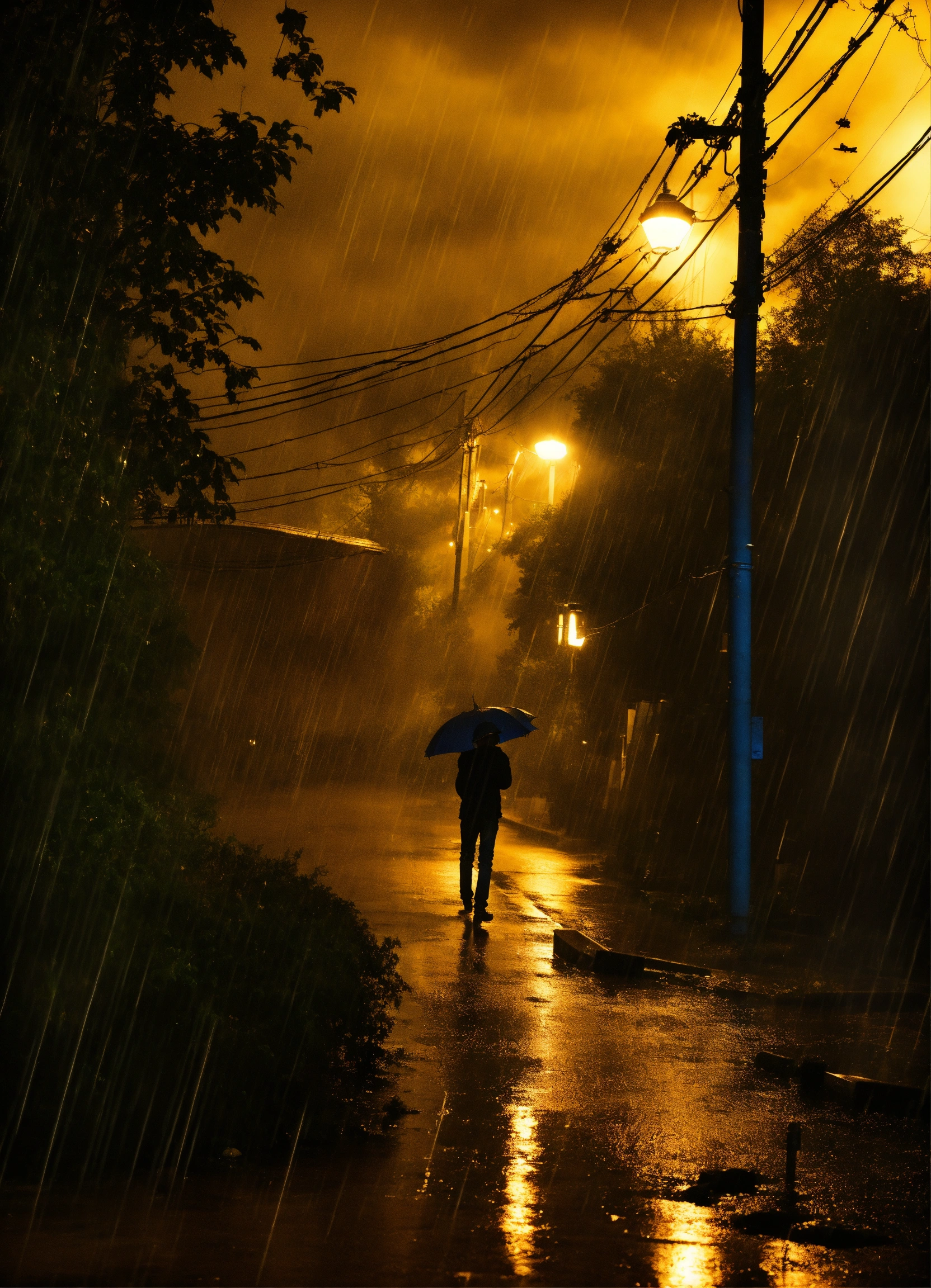 Lexica - Rain with thunder strum spooky scary dark in night