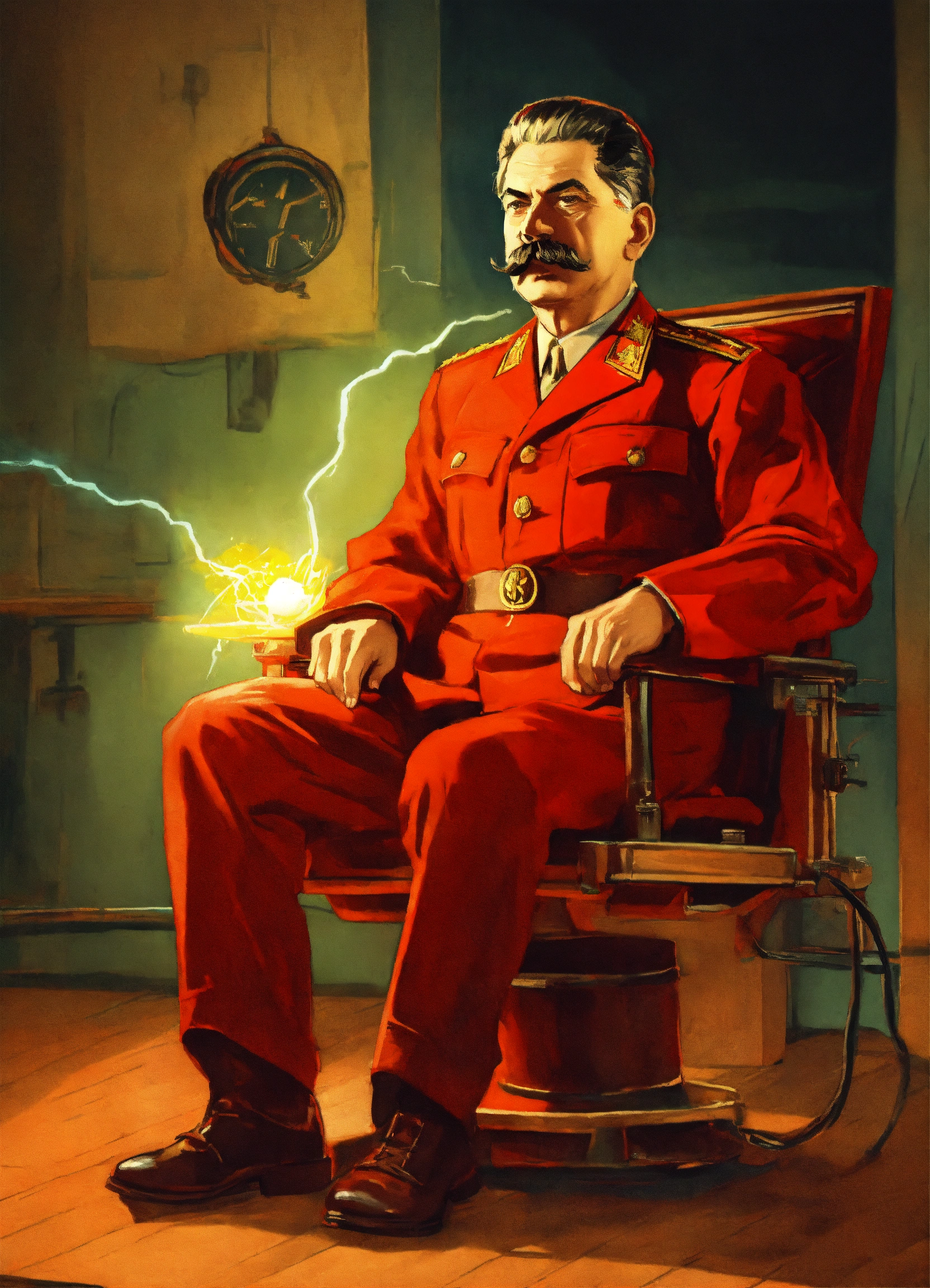 Lexica - Illustration Stalin in the electric chair