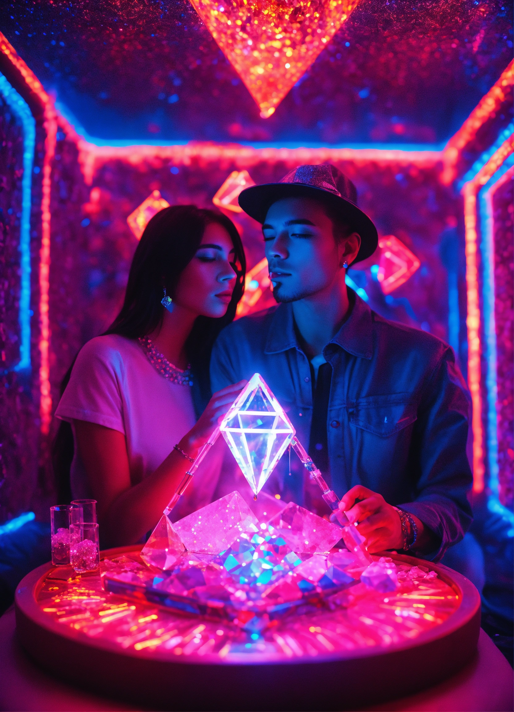 Lexica - Photorealistic A diamond couple smoking crystals in diamond ...