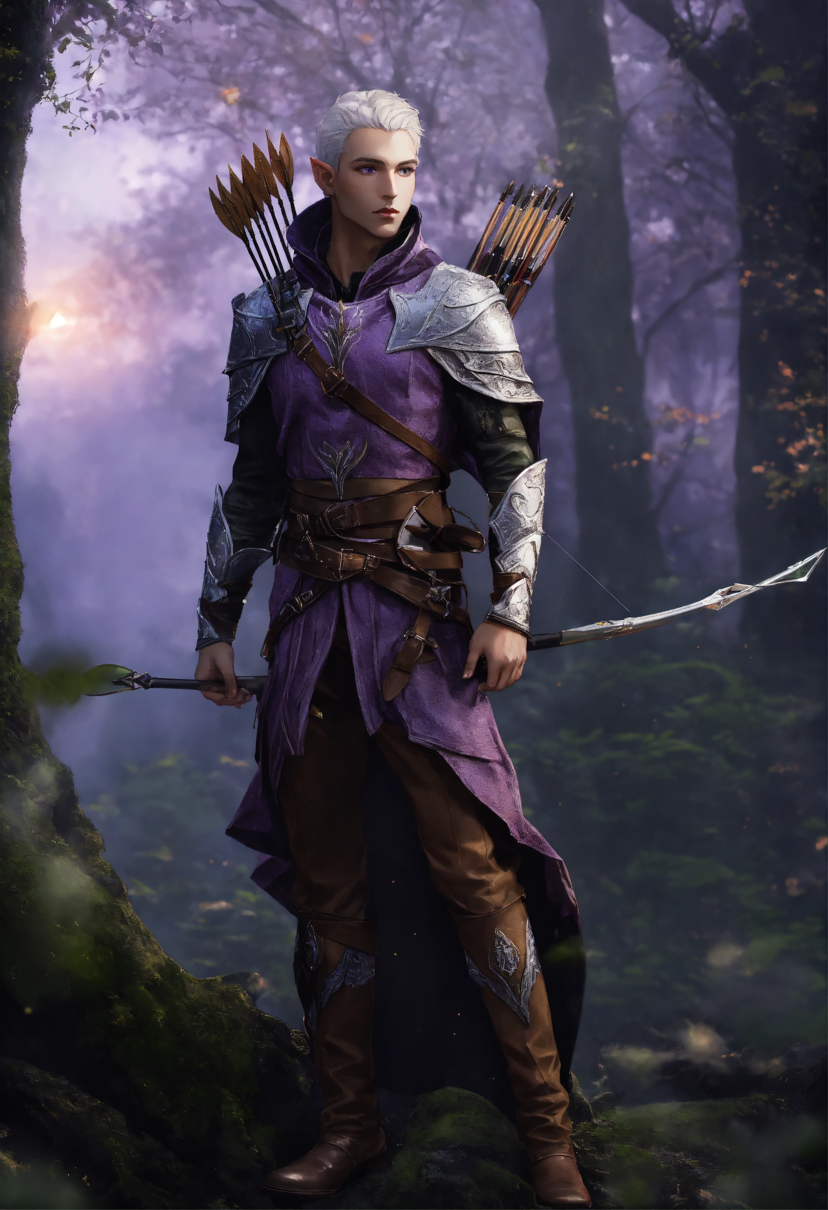 Lexica - Full length body portrait of elven male ranger in middle 30s ...