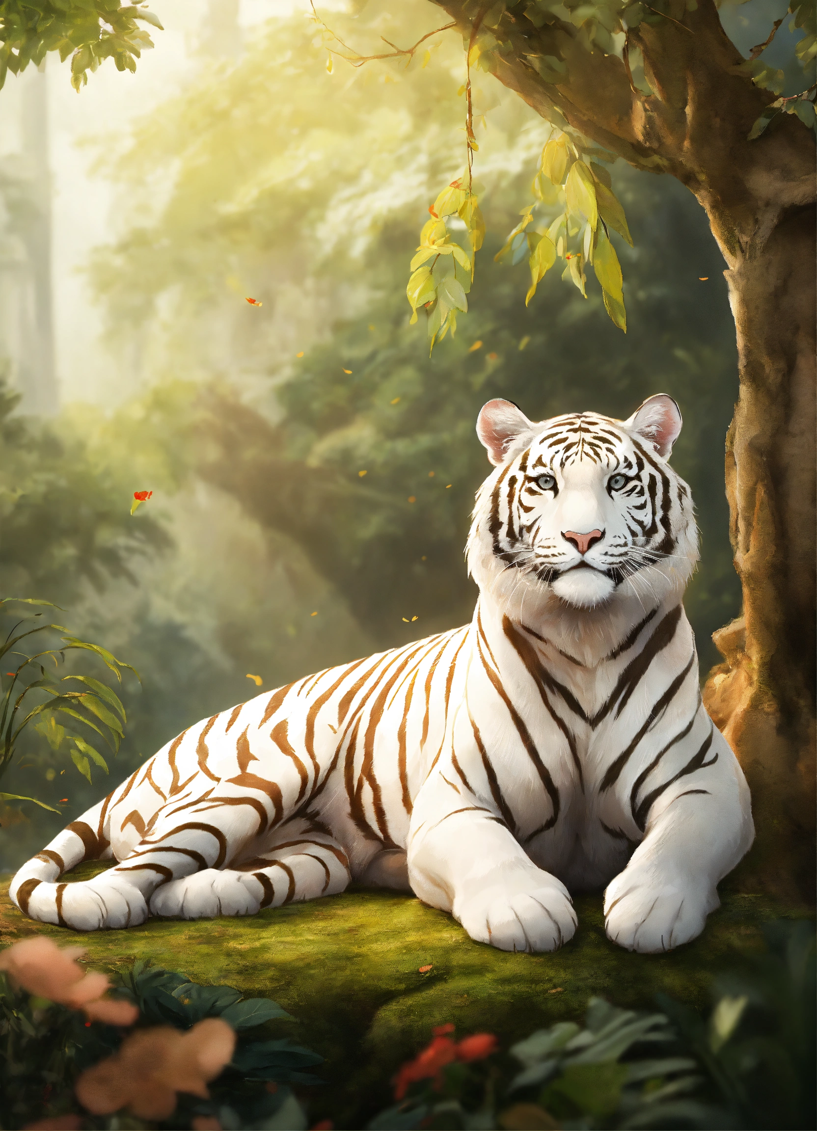 Lexica - A White Bengal Tiger with its animated, the two very tender ...