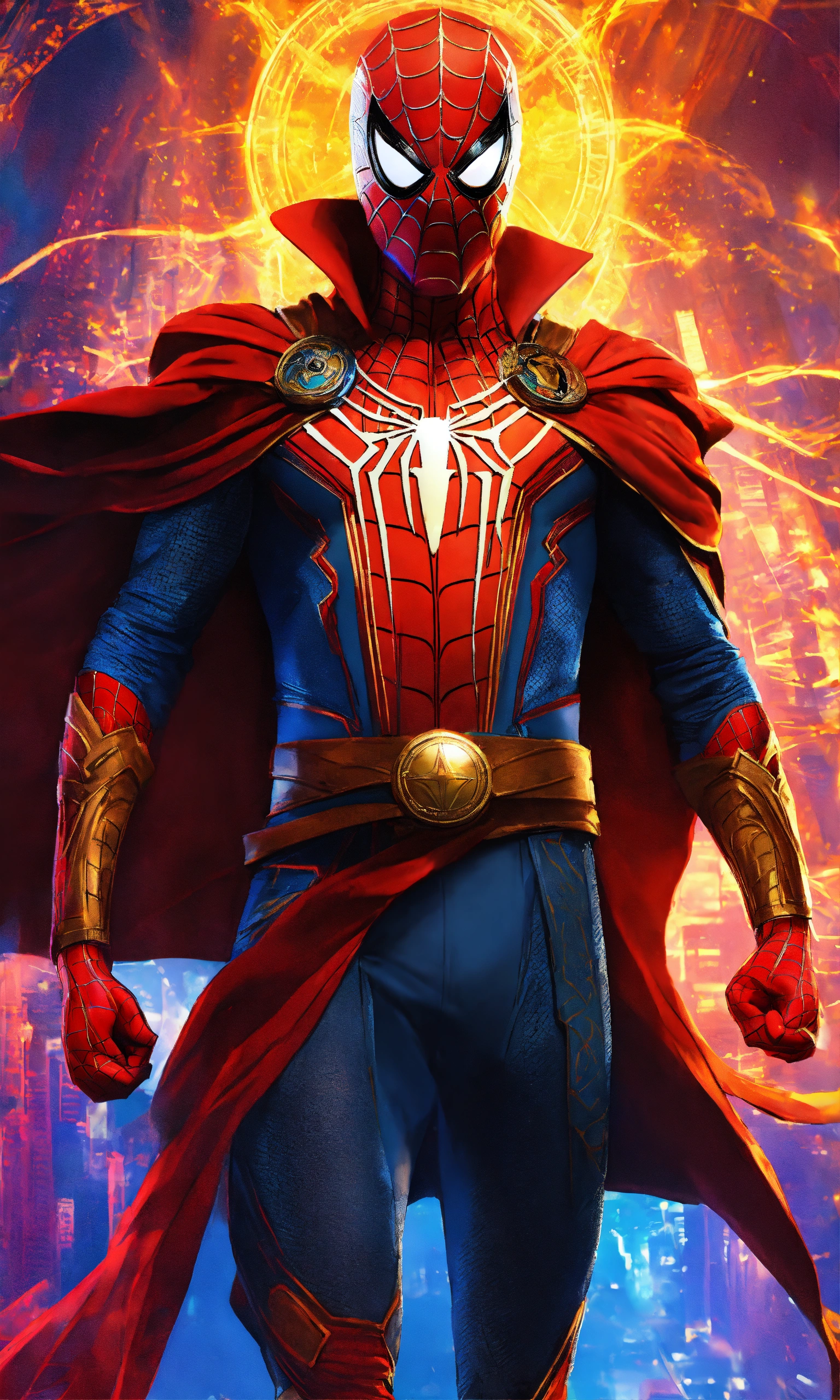 Lexica - Spiderman as Doctor Strange full-body, colorful background, 2d ...