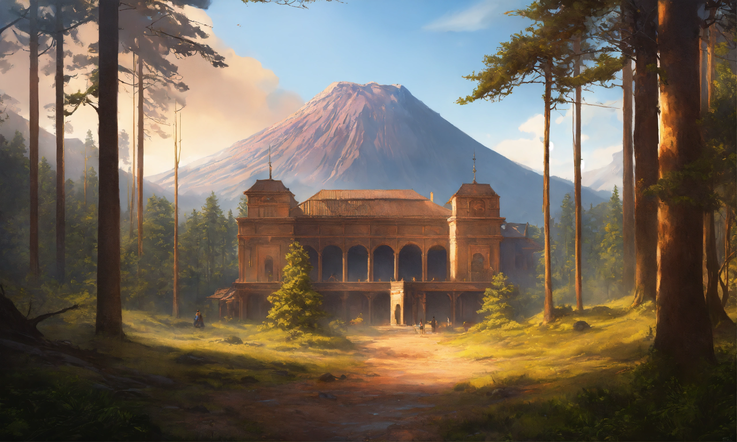 Lexica - Colonial frontier fort with dormant volcano in distance and ...