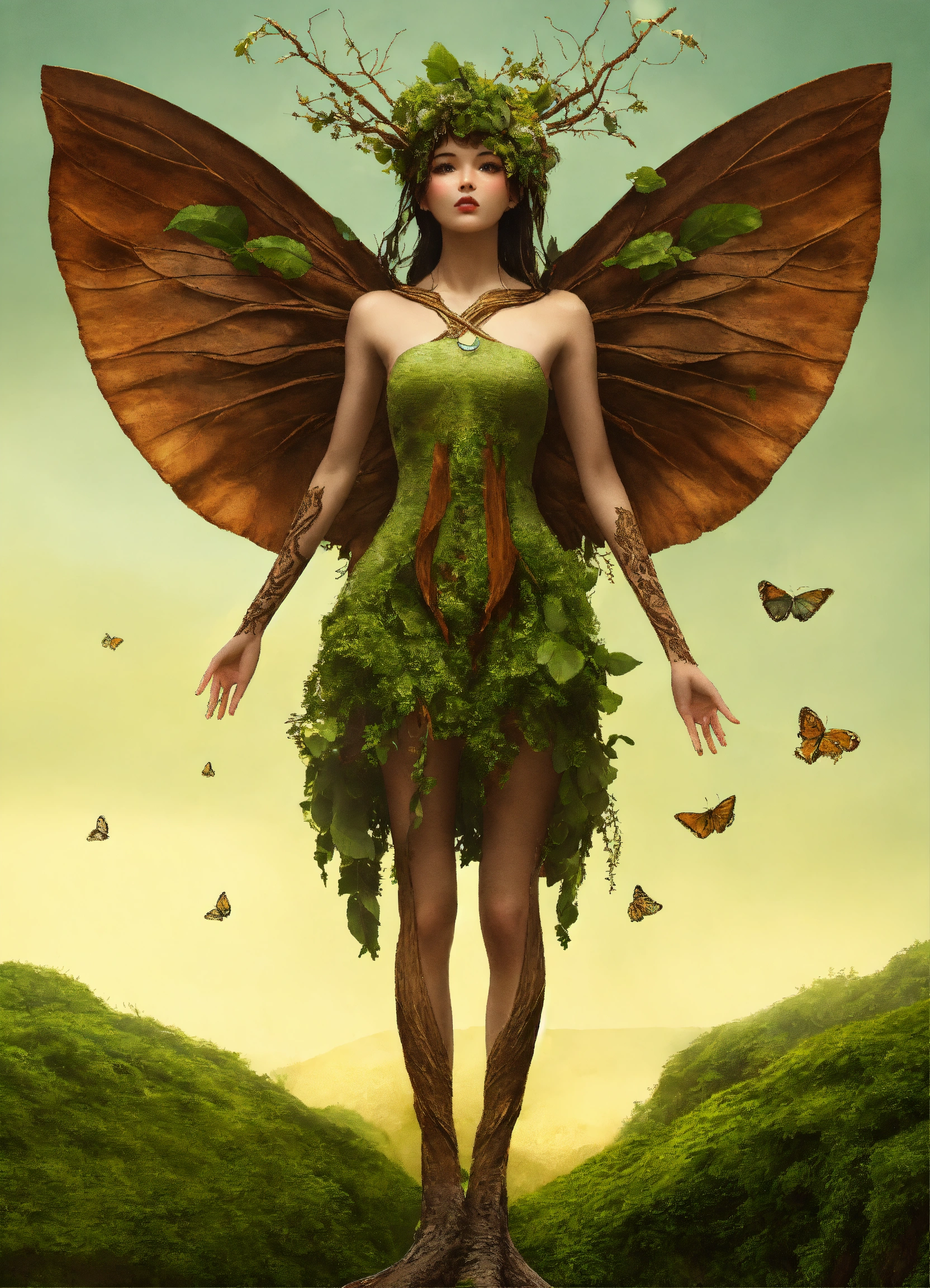 Lexica - Tree woman who has trunk-shaped legs and brown leak-shaped ...