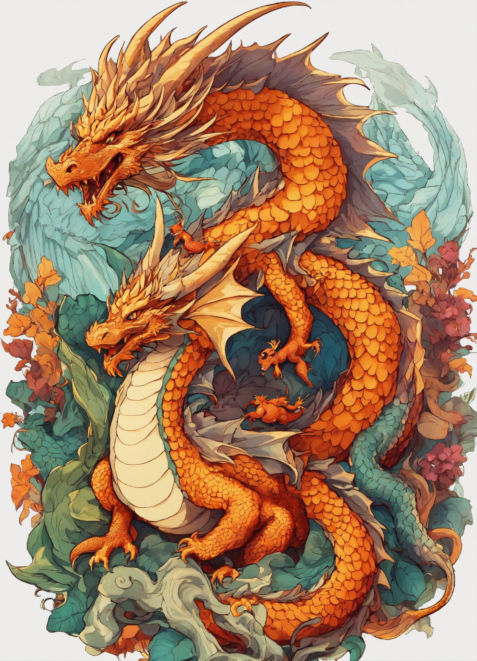 Lexica - Sticker, two dragons, a small dragon and a big dragon ...