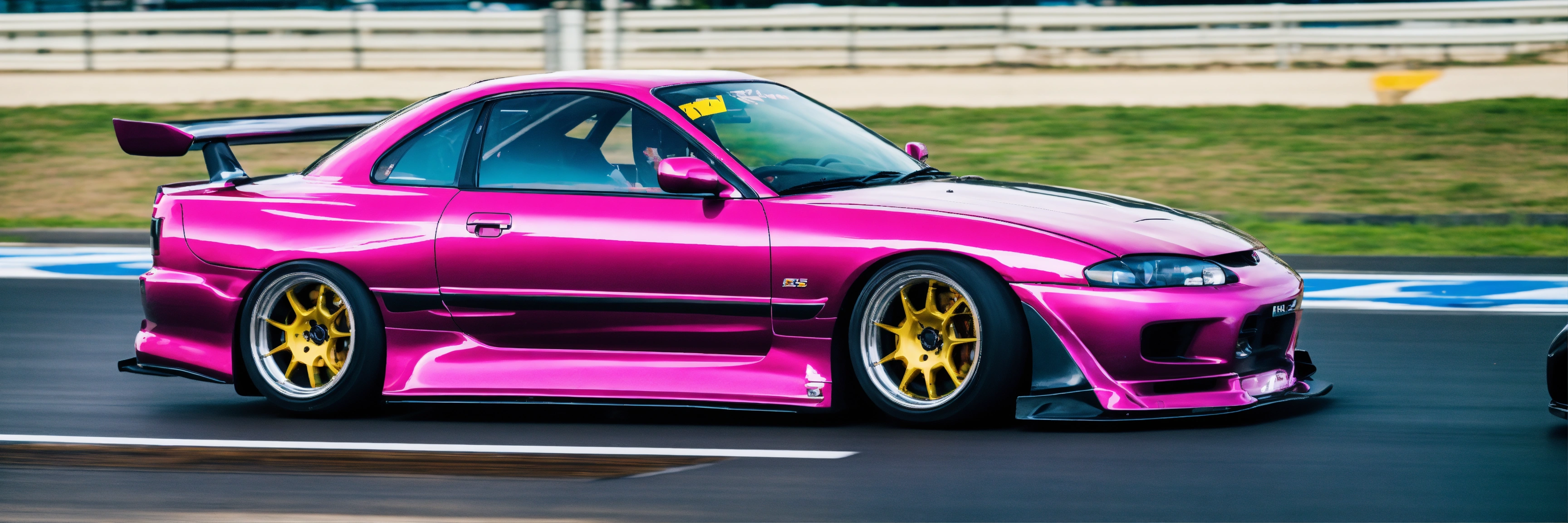 Lexica - A colorful pink Nissan Silvia S15 with a wide-body kit racing ...