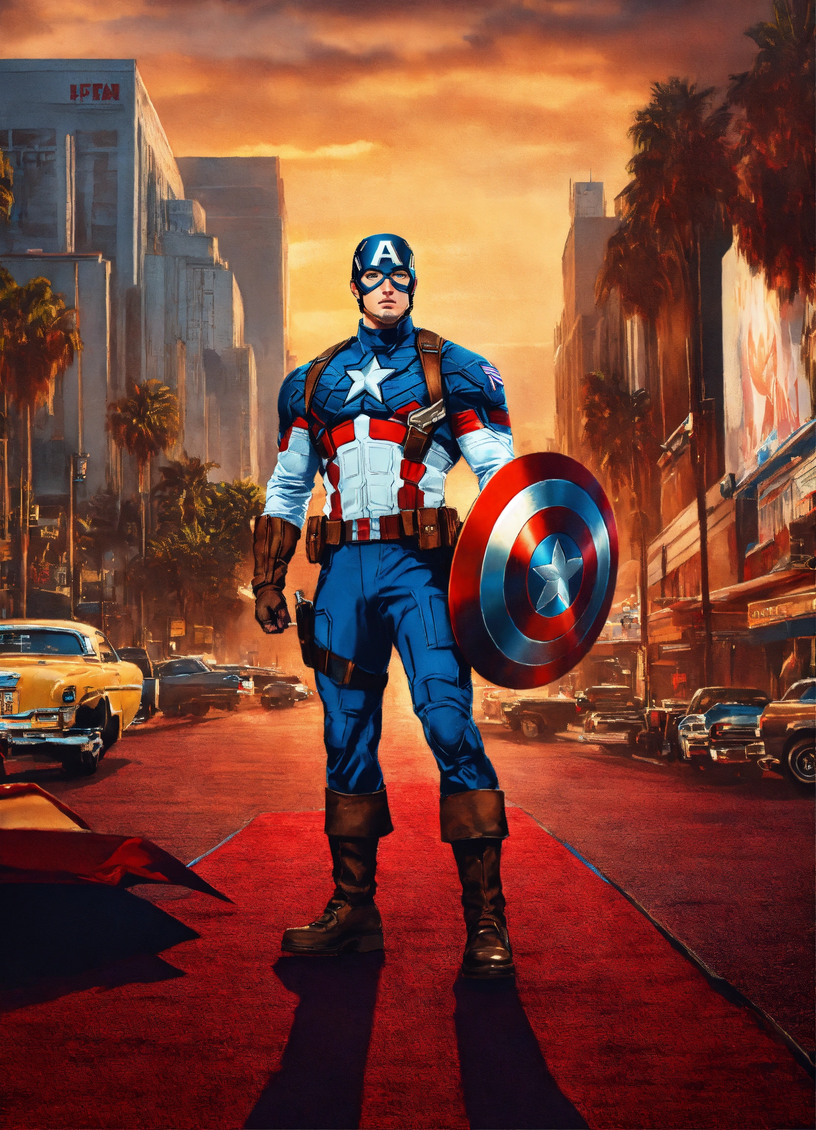 Lexica - Captain America on the red carpet in Hollywood,8k