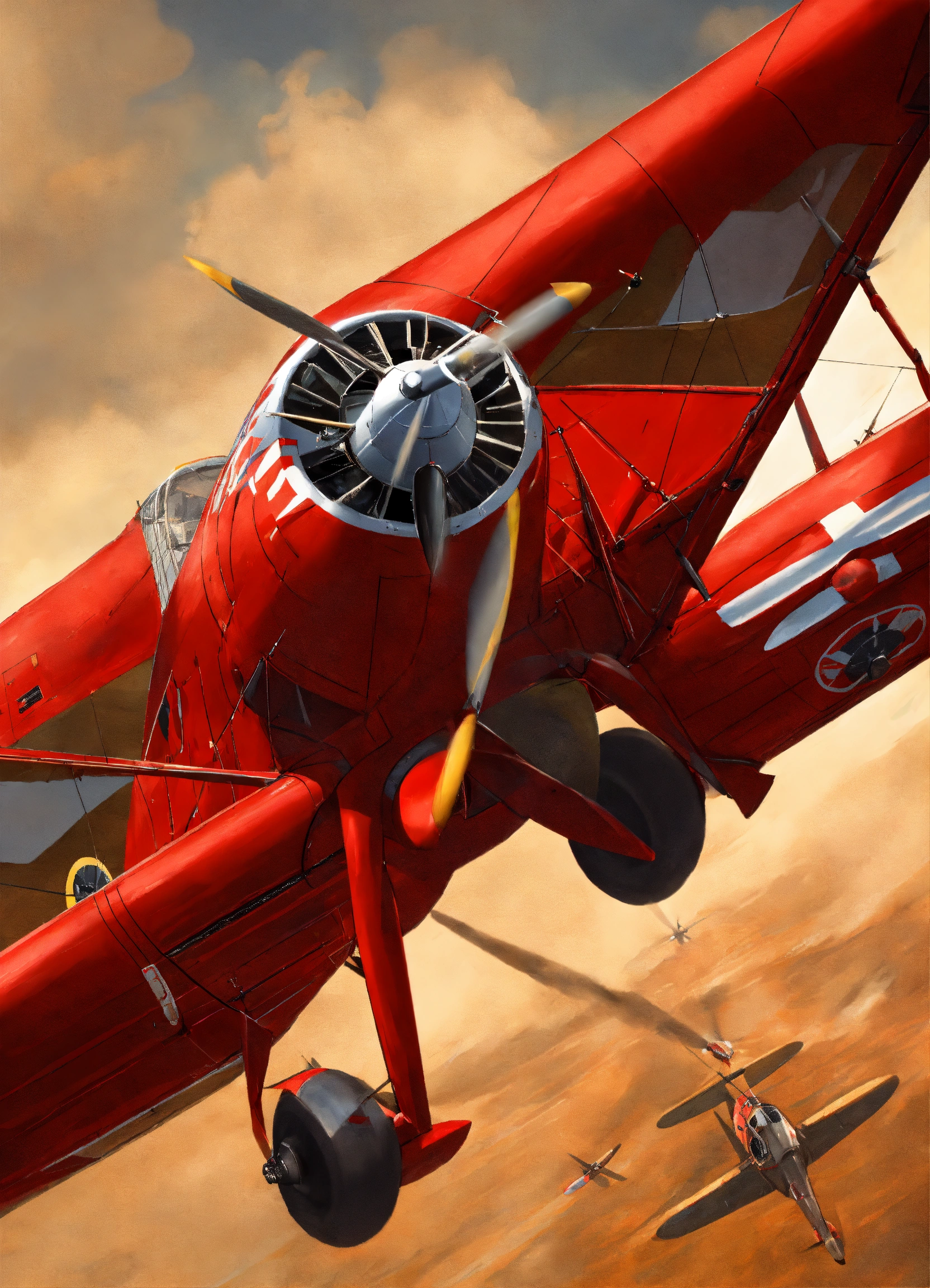 Lexica - Red propeller-driven war aircraft