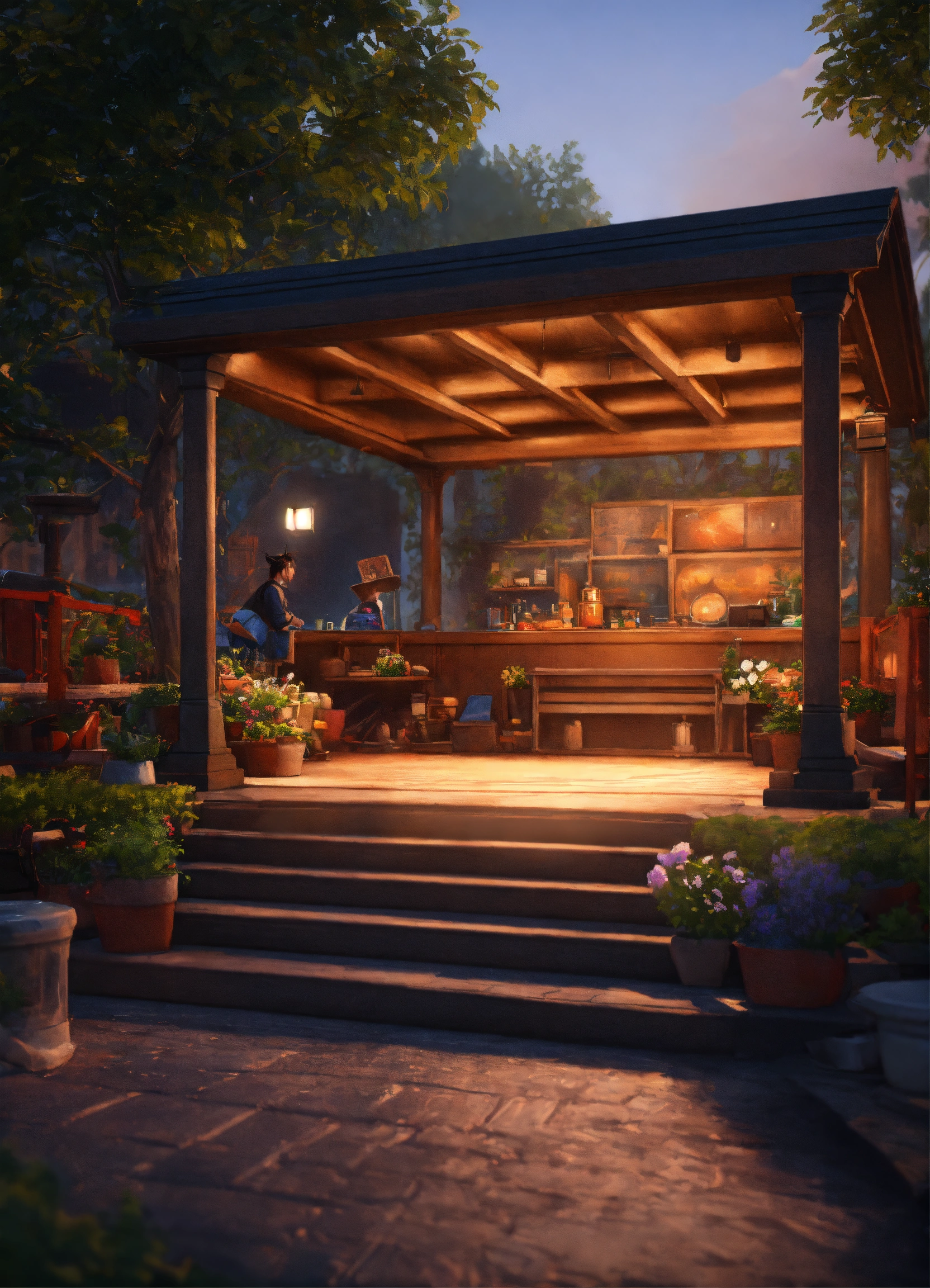 Lexica - Empty outdoor theater, Unreal engine, outdoor garden lighting ...