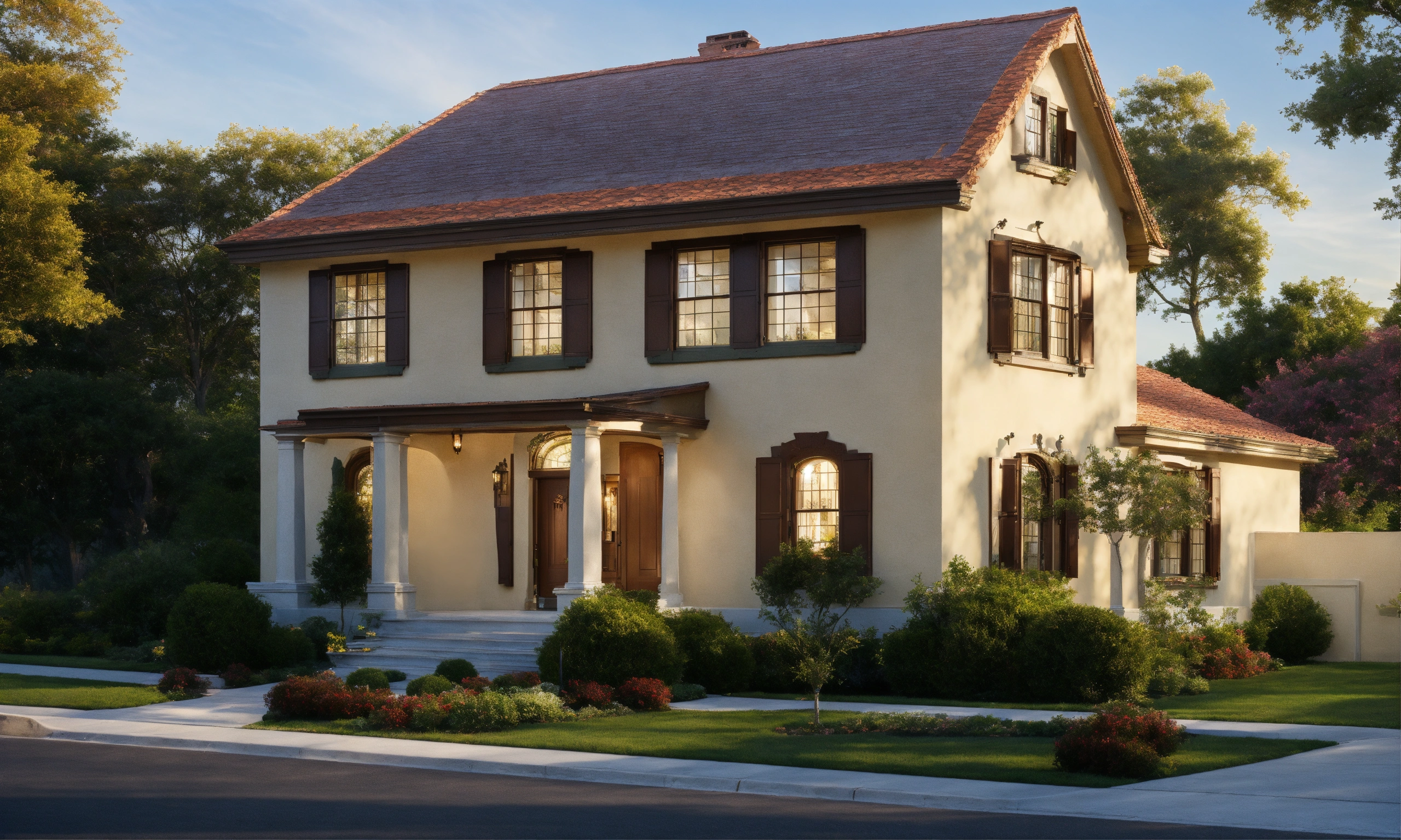Lexica - 1920s stucco center entry colonial revival house with a terra ...