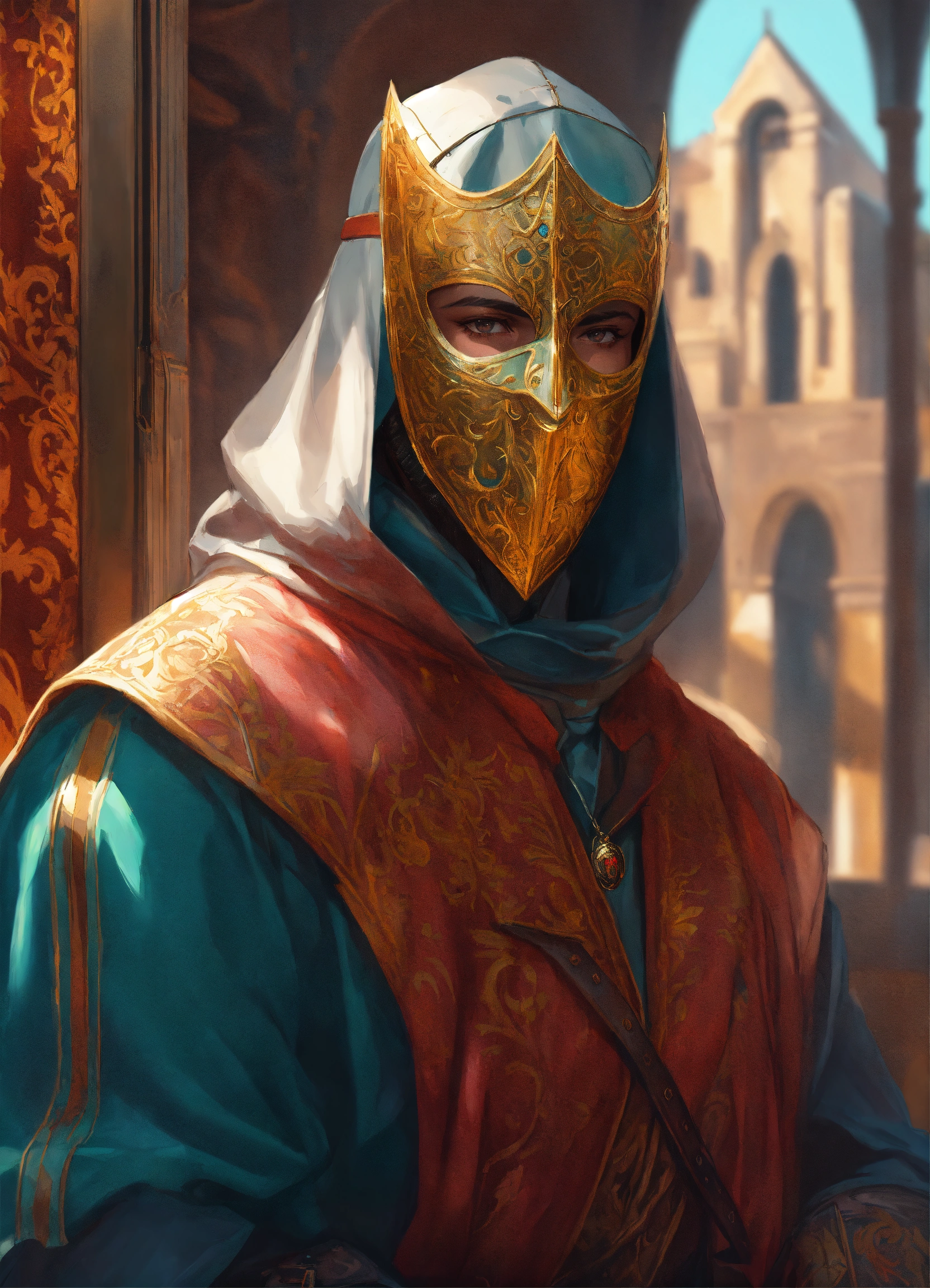 Lexica - Portrait of a medieval man wearing a mask, hiding his face, in ...