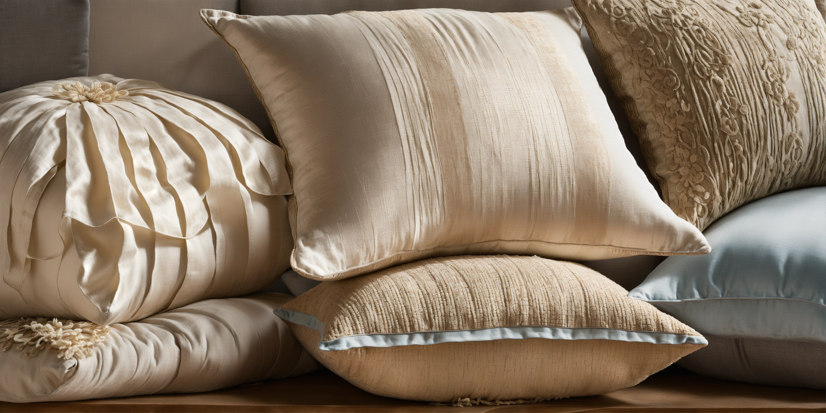 Lexica - An assortment of refined decorative pillows in a soothing ...
