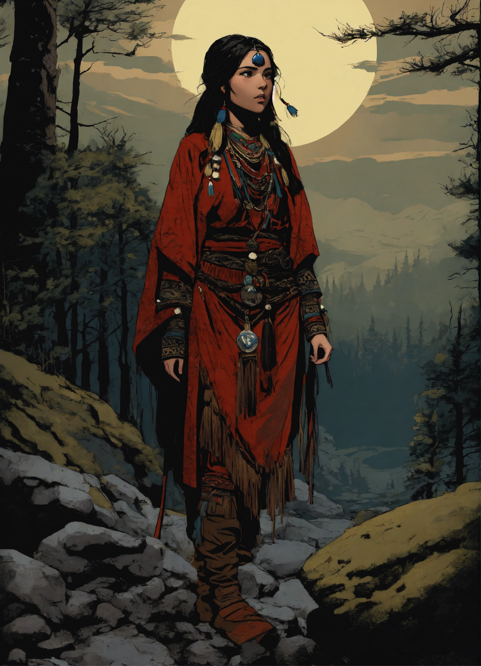 Lexica - Illustration of a young Sámi shaman woman in the style of ...