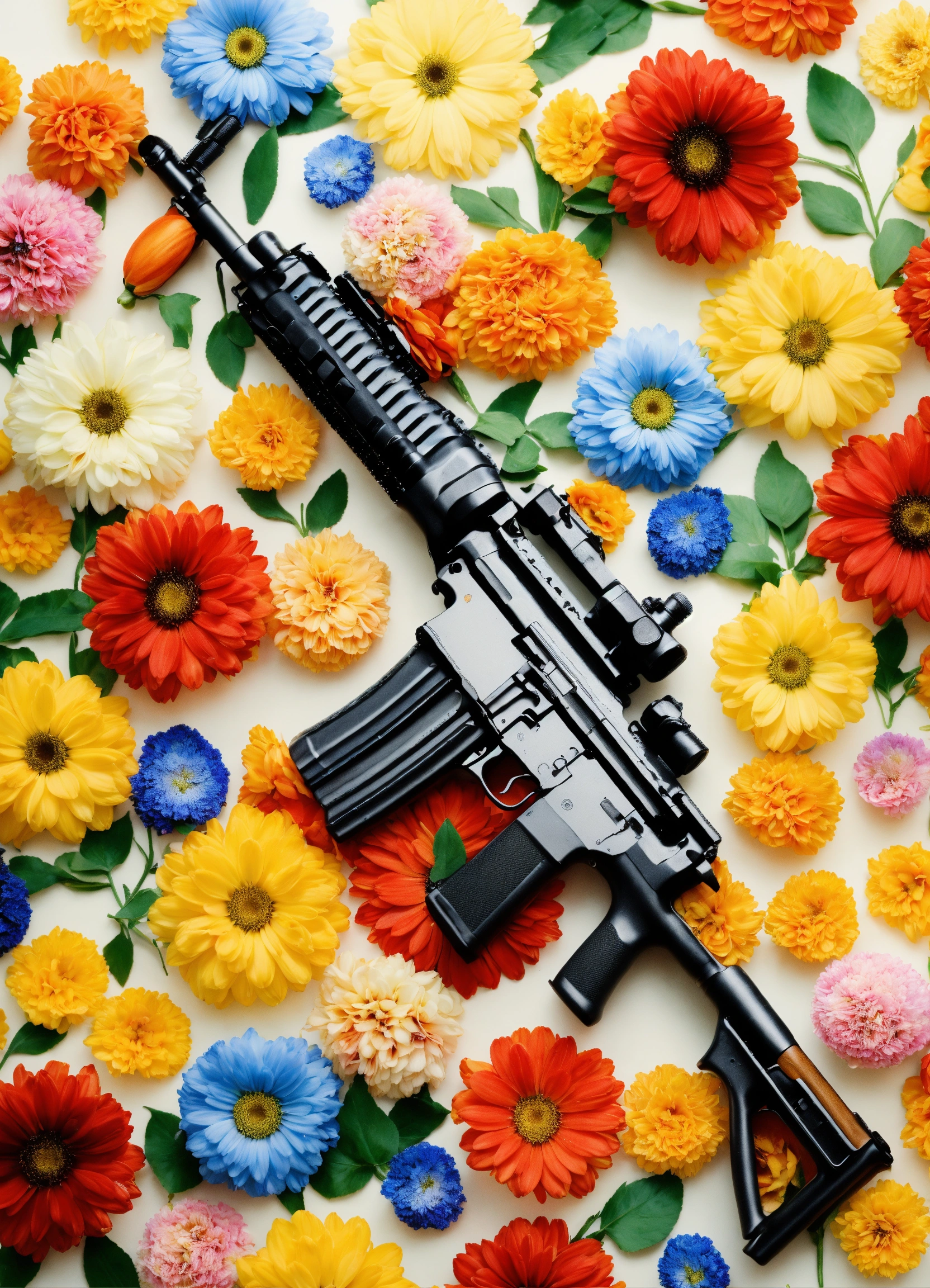 Lexica - Kalashnikov assault rifle on a white background. composed of ...