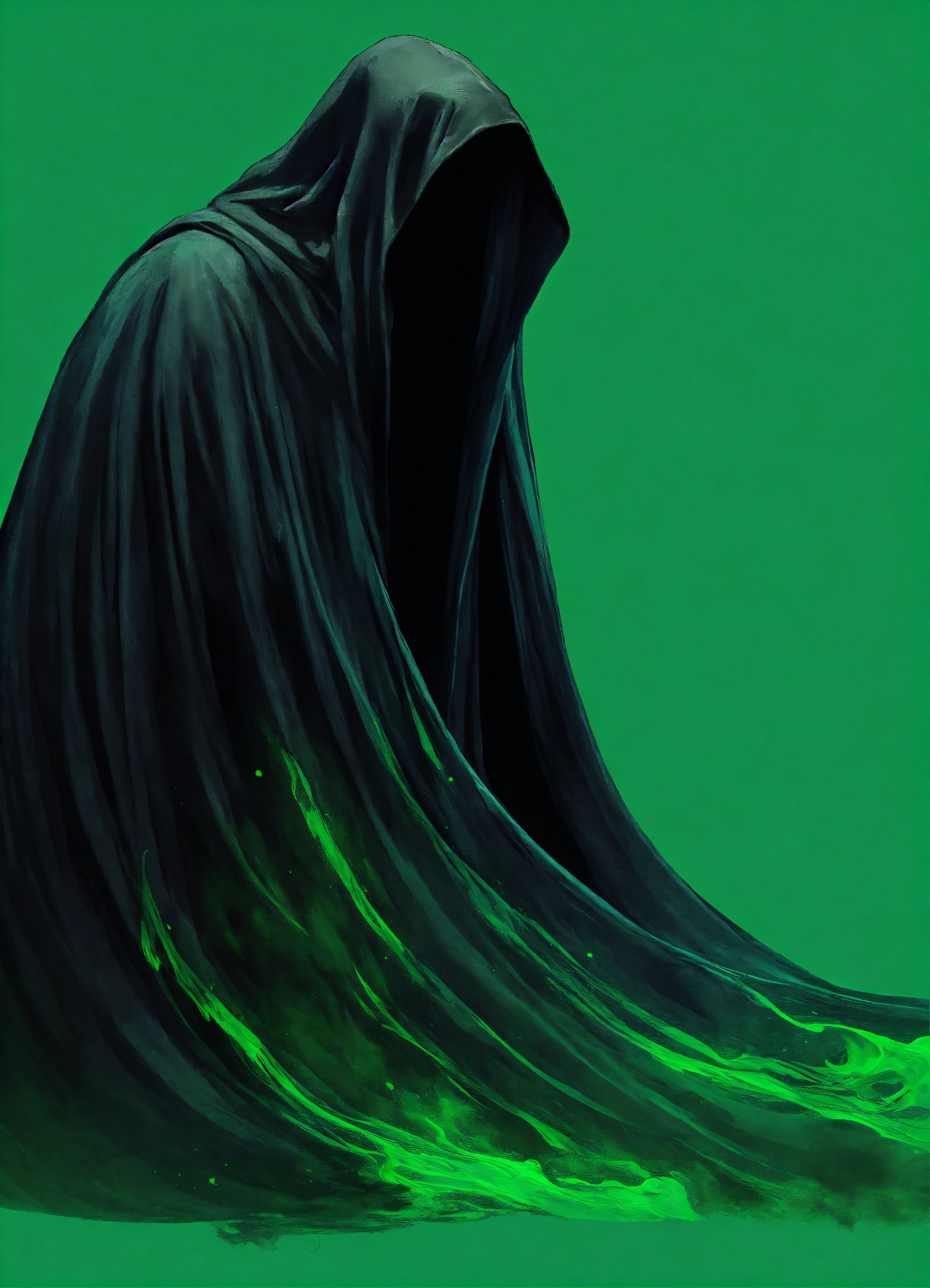 Lexica - A black cloaked dementor, floating horizontally, inhaling in a ...