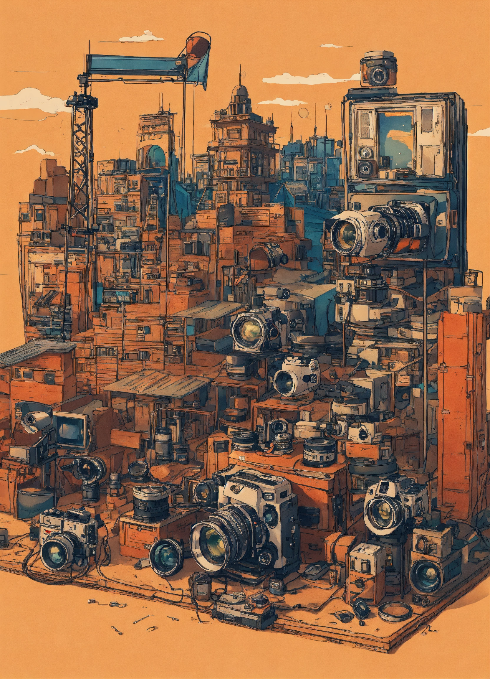 Lexica - CONCEPTUAL ART, CINEMATOGRAPHY GEAR ARRANGED IN FORM OF CITY ...