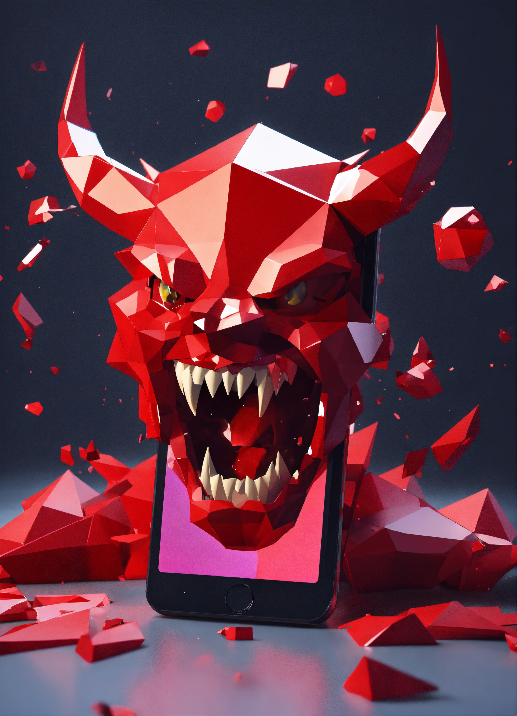 Lexica - Satan biting hard into smart phone screen crying for love ...