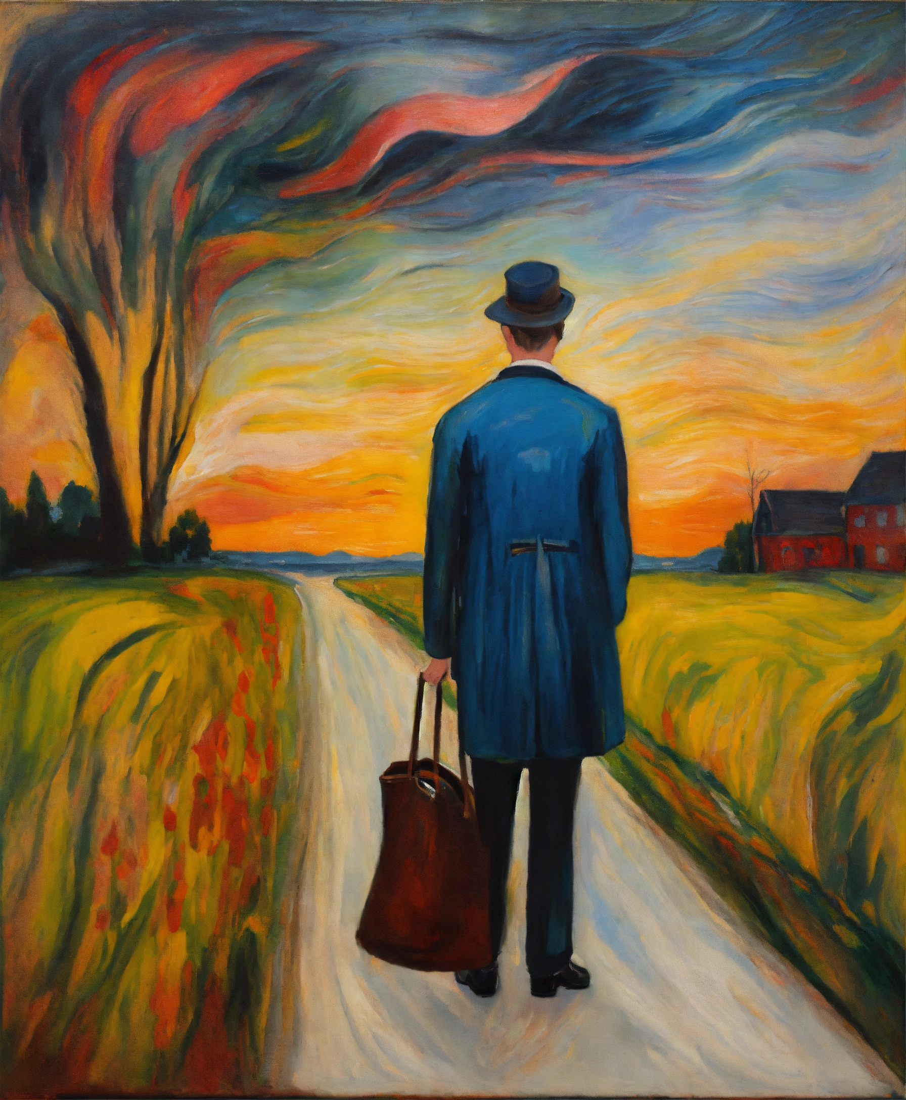 Lexica - Oil painting in the style of Edvard Munch on the theme of fear