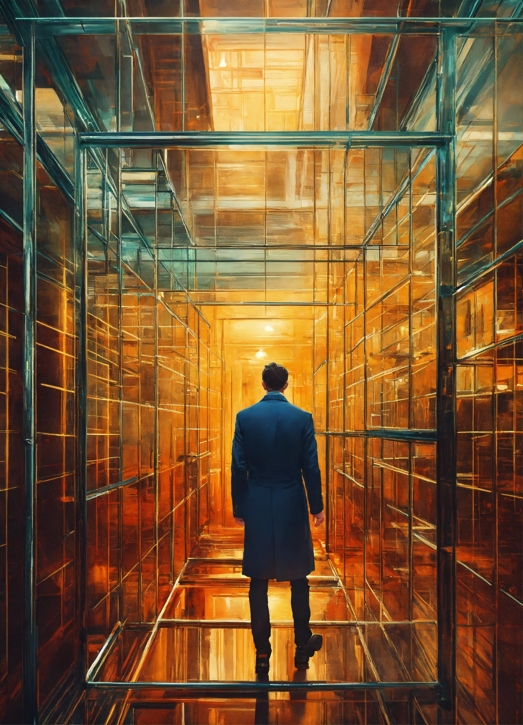 Lexica - Man in the glass labyrinth in modern style game