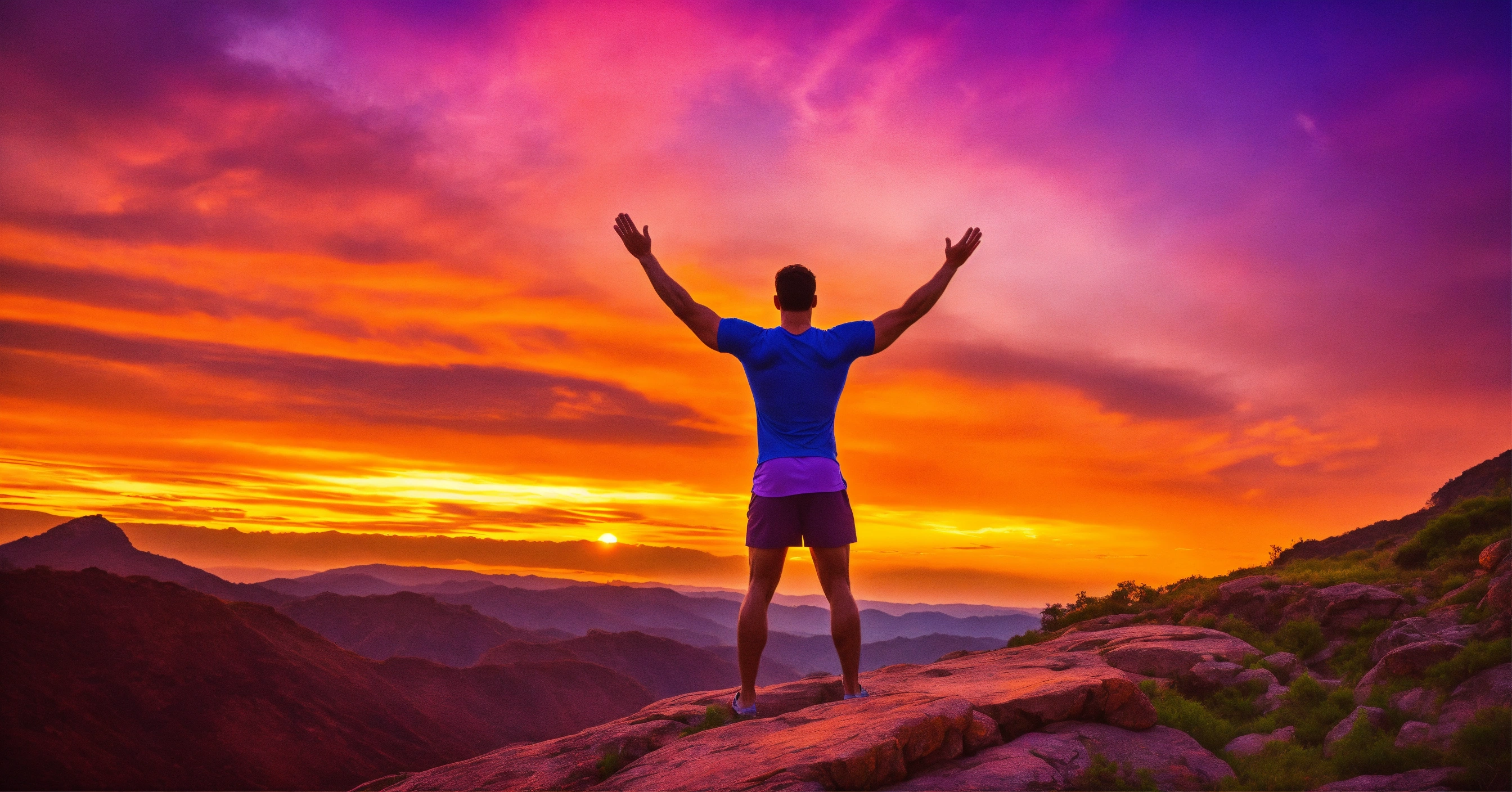 Lexica - Handsome musculkar man, standing, arms raised in gratitude to ...