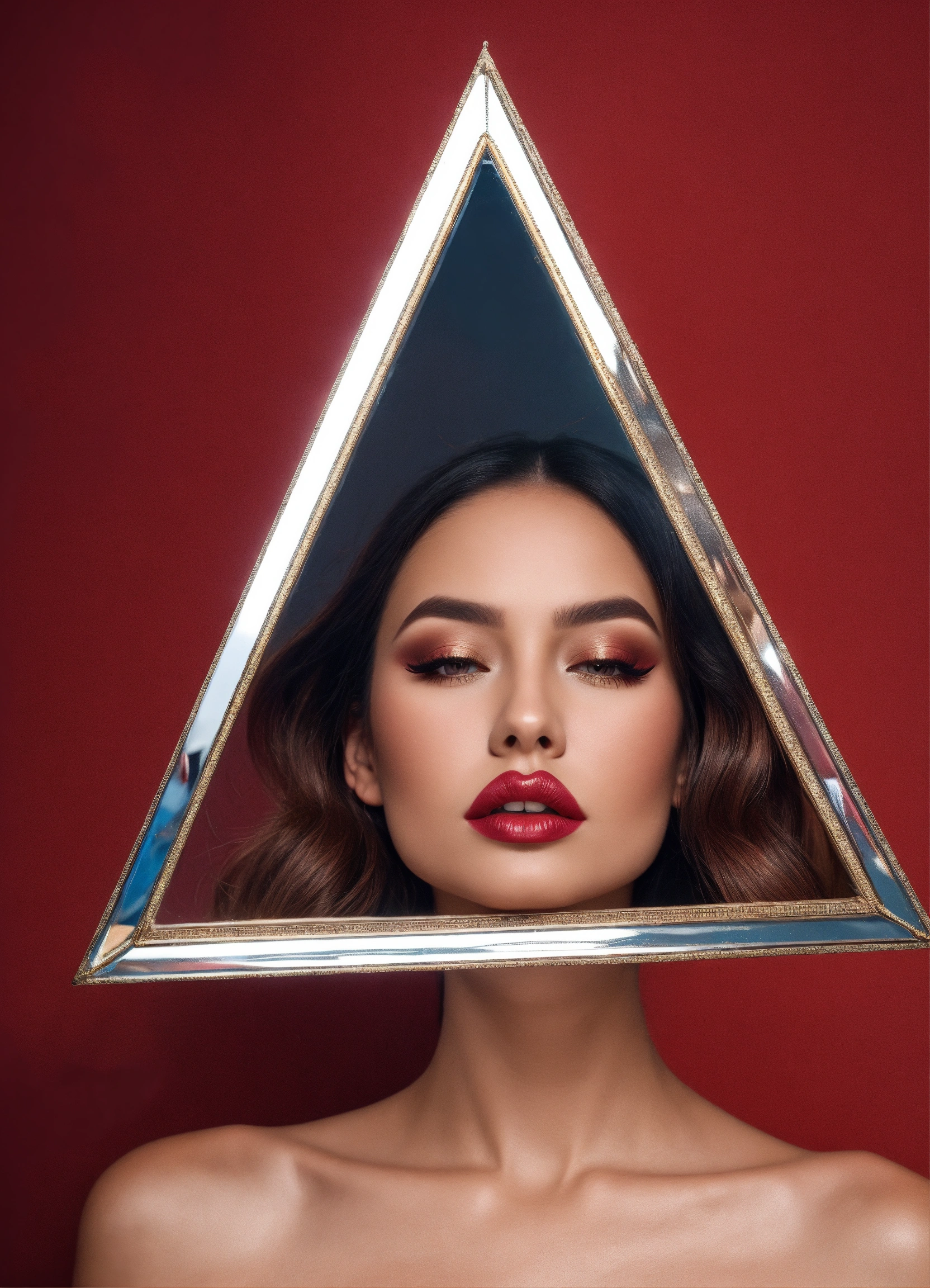 Lexica - Lips makeup in topbased triangle shaped mirror, beautiful ...