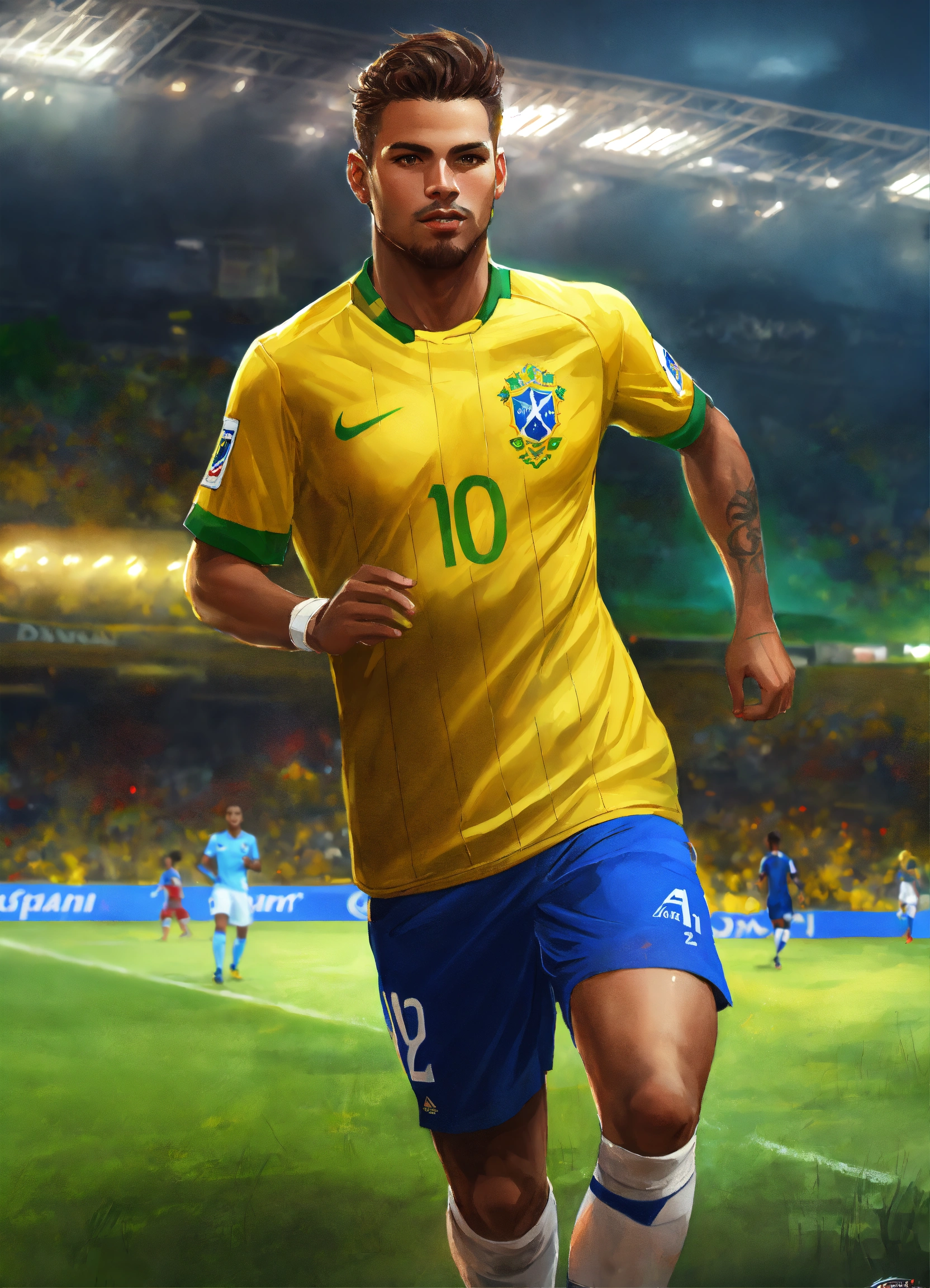 Lexica - Brazilian soccer player digital art, realistic painting, dnd ...