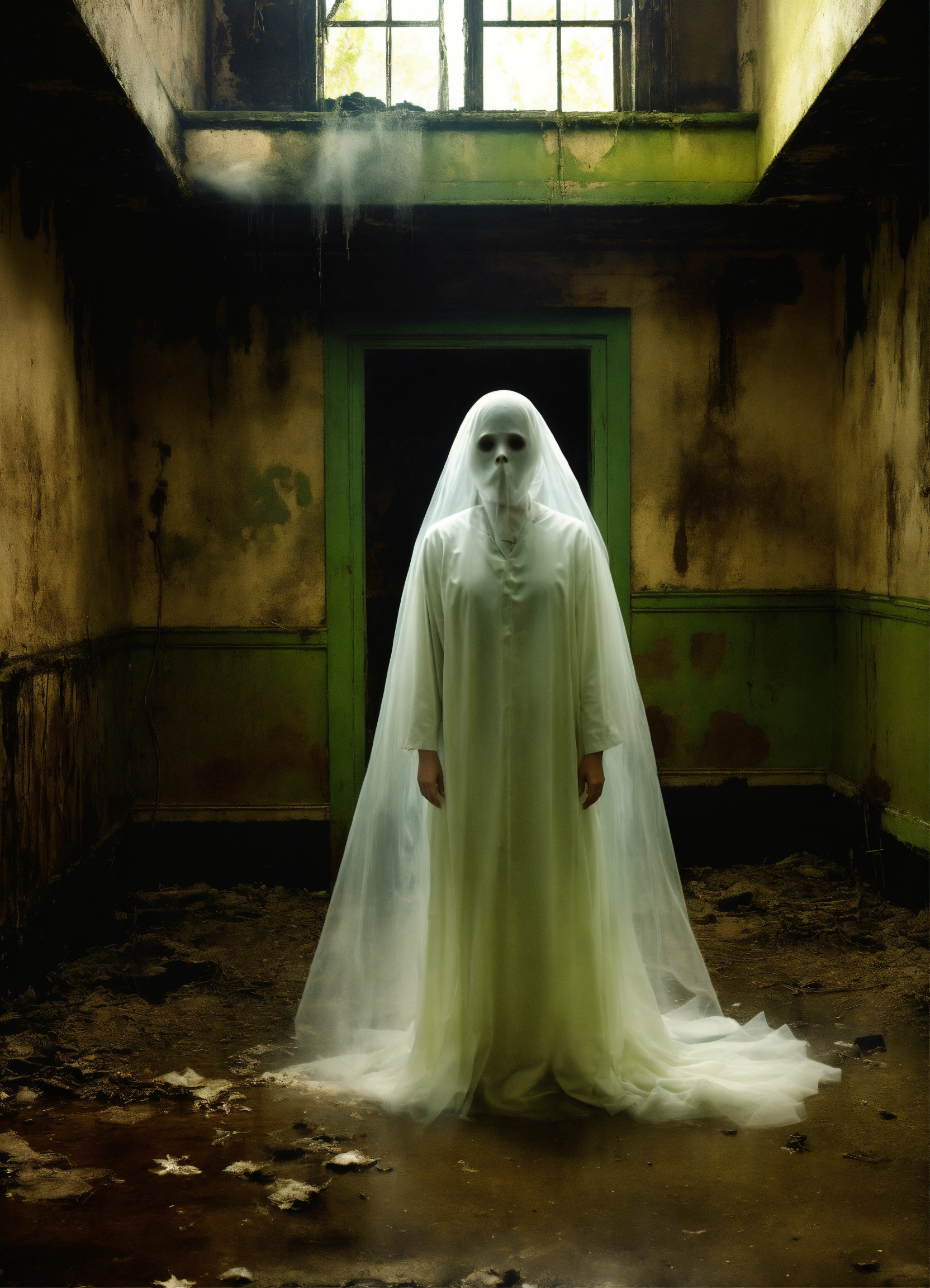 Lexica - Photo realistic, floating flying ghost see-through, haunted ...