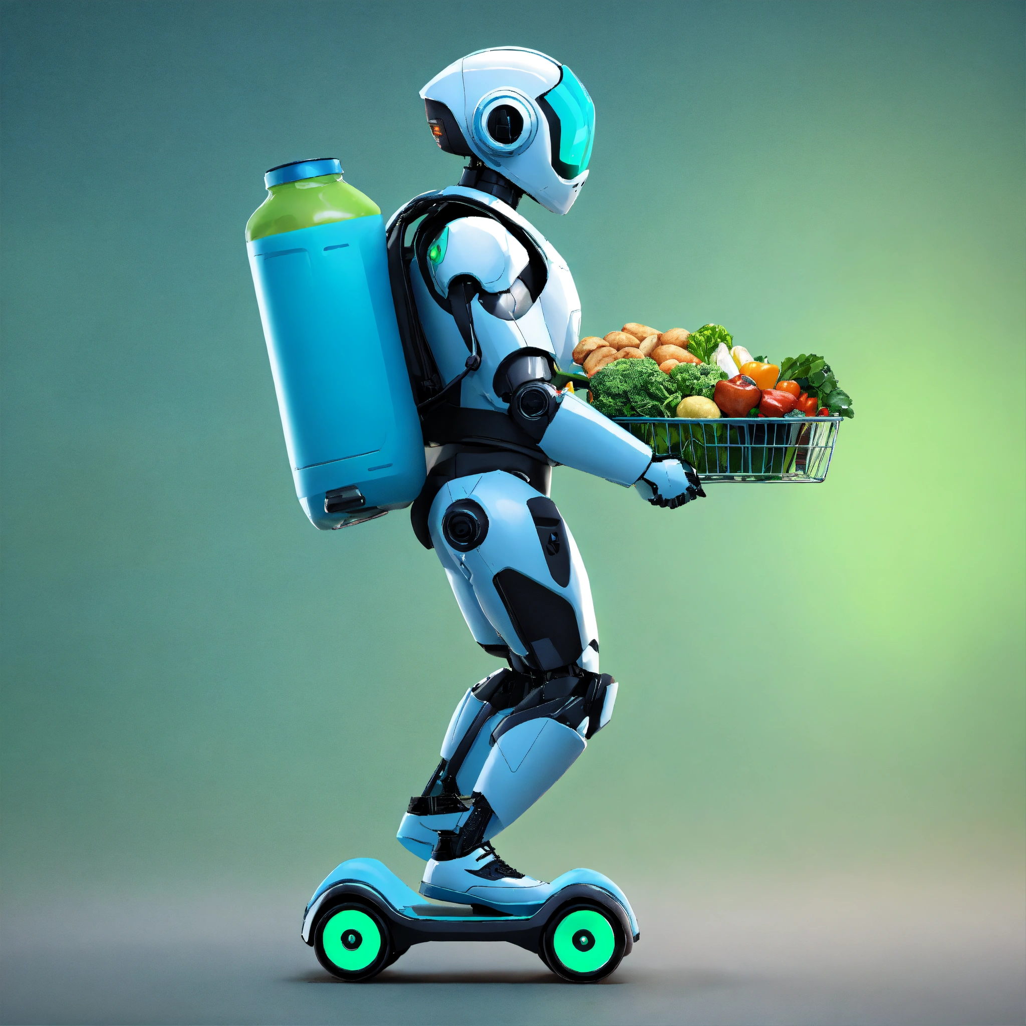 Lexica - A passionate male robot on hoverboard, realistic man face ...