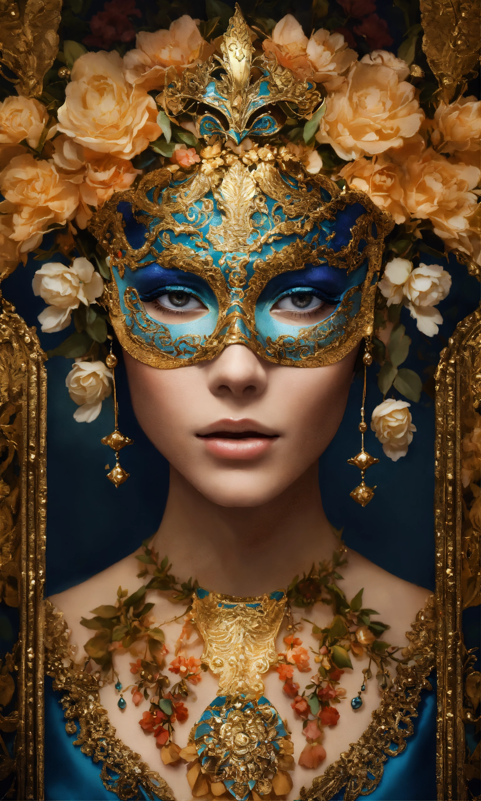Lexica - Portrait of a woman in a richly decorated masquerade mask. the ...