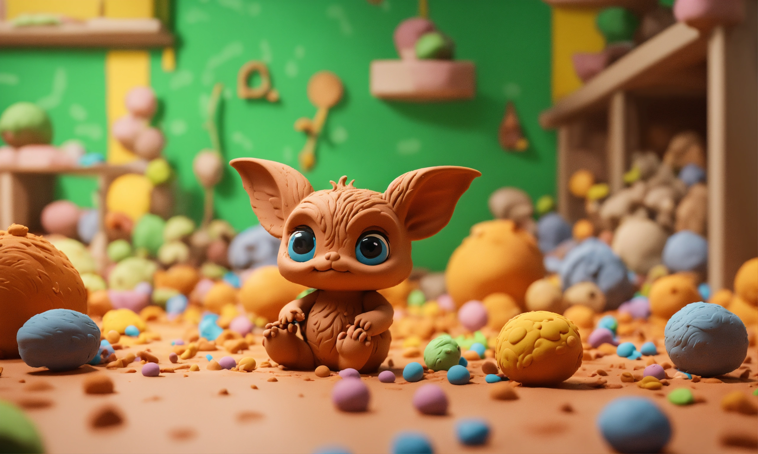 Lexica - 3d effect of cute clay many baby gremlins play around causes ...
